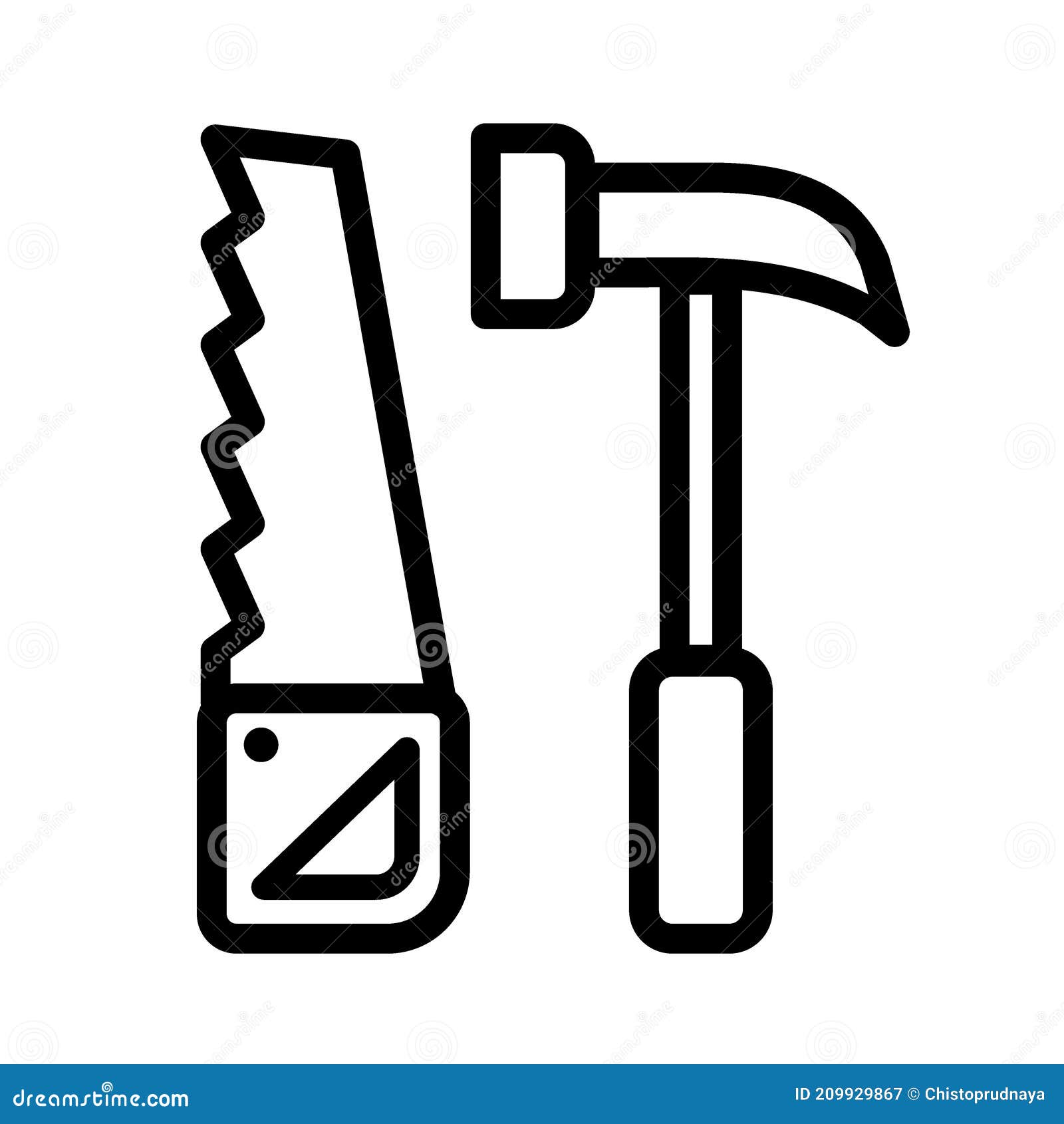 Tools Saw Hammer Vector Icon Stock Vector - Illustration of instrument ...