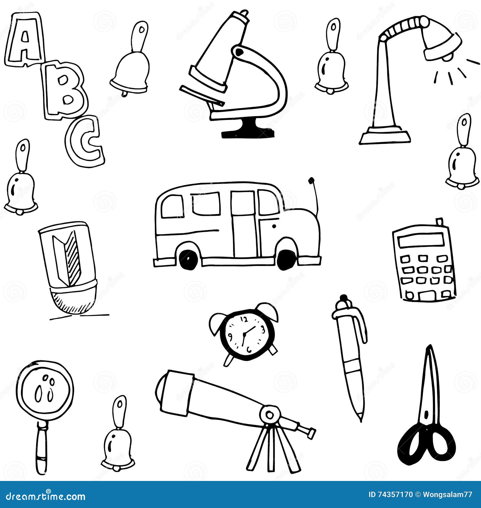Tools School Hand Draw in Doodle Stock Vector - Illustration of print ...