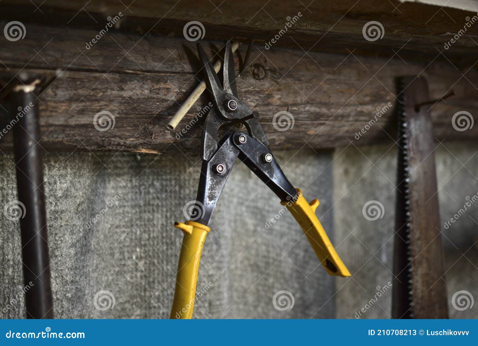 Tools and Scissors for Metal in the Garage Stock Image - Image of ...