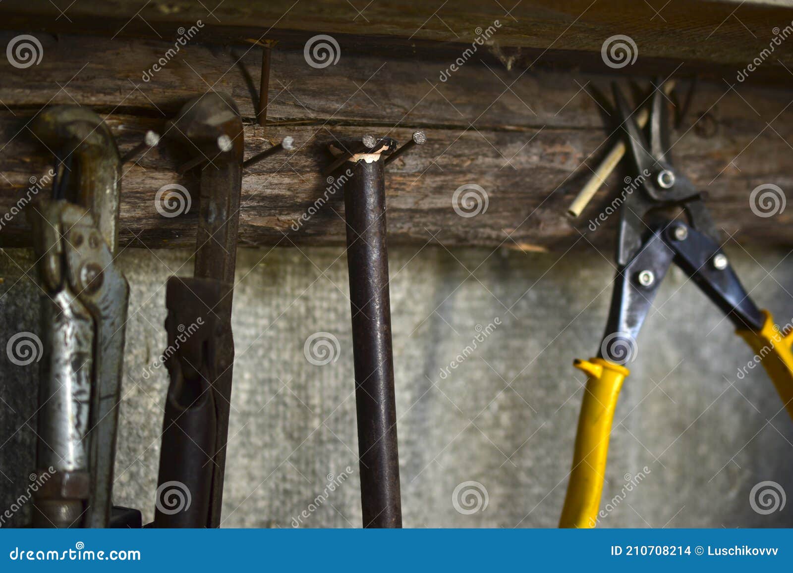 Tools and Scissors for Metal in the Garage Stock Photo - Image of ...