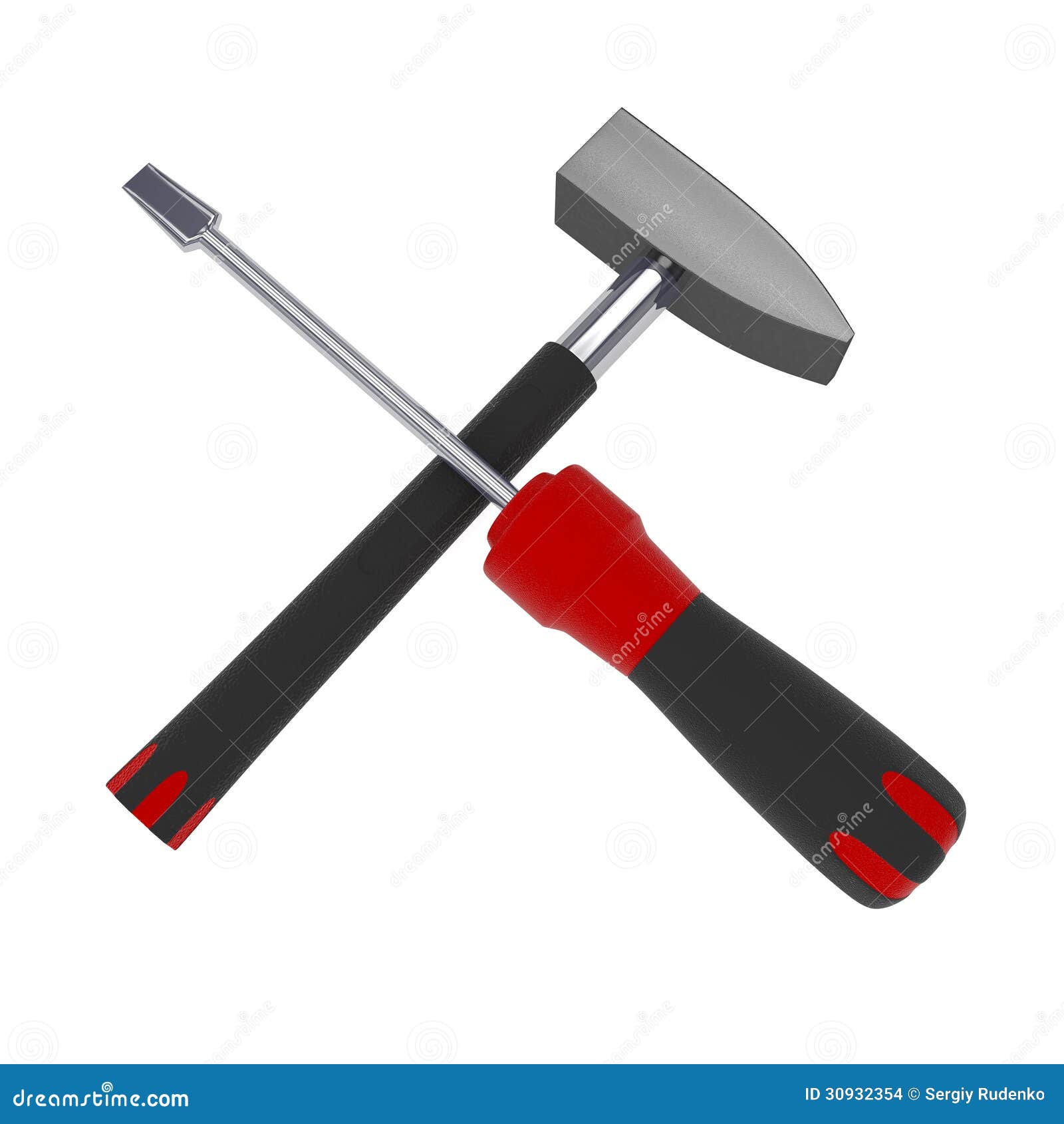 Tools - Screwdriver and Hummer Isolated on White Stock Illustration ...