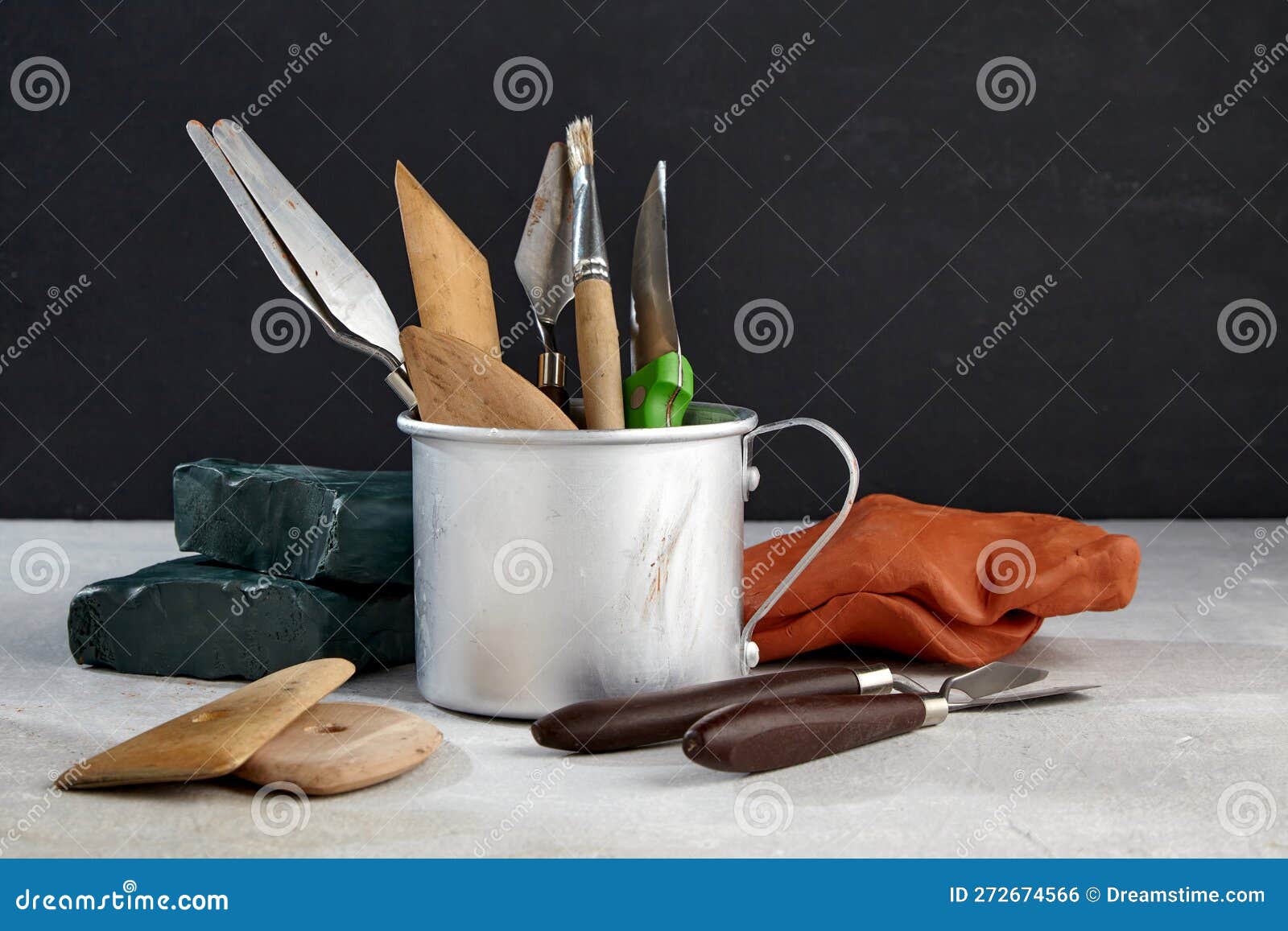 Tools for Sculpting and Modeling in an Aluminum Cup and a Piece of ...