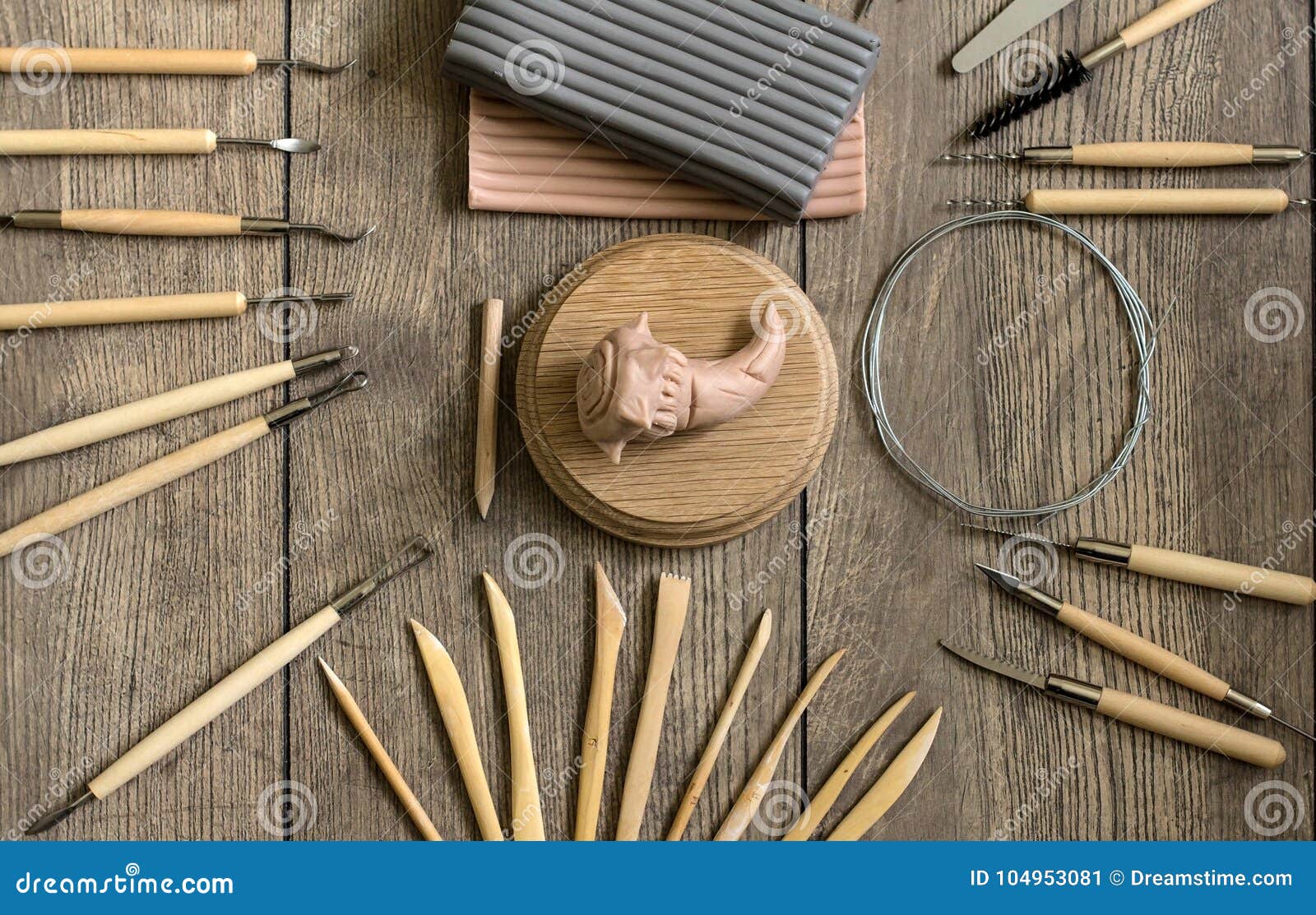 Tools for Sculpting. Sculptor`s Workspace Stock Image - Image of ...