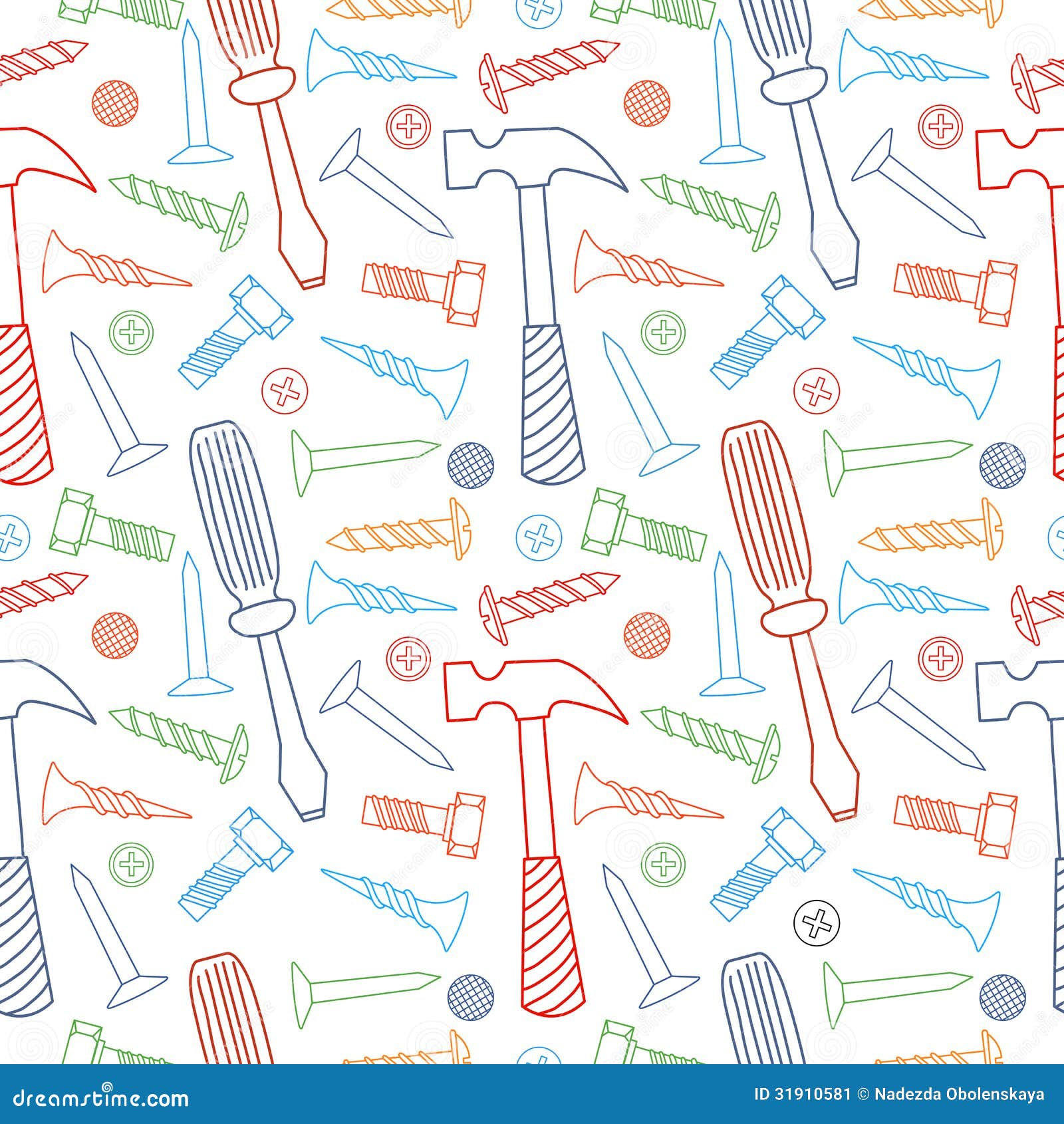 Tools Seamless Line Color Pattern. Stock Vector - Illustration of ...