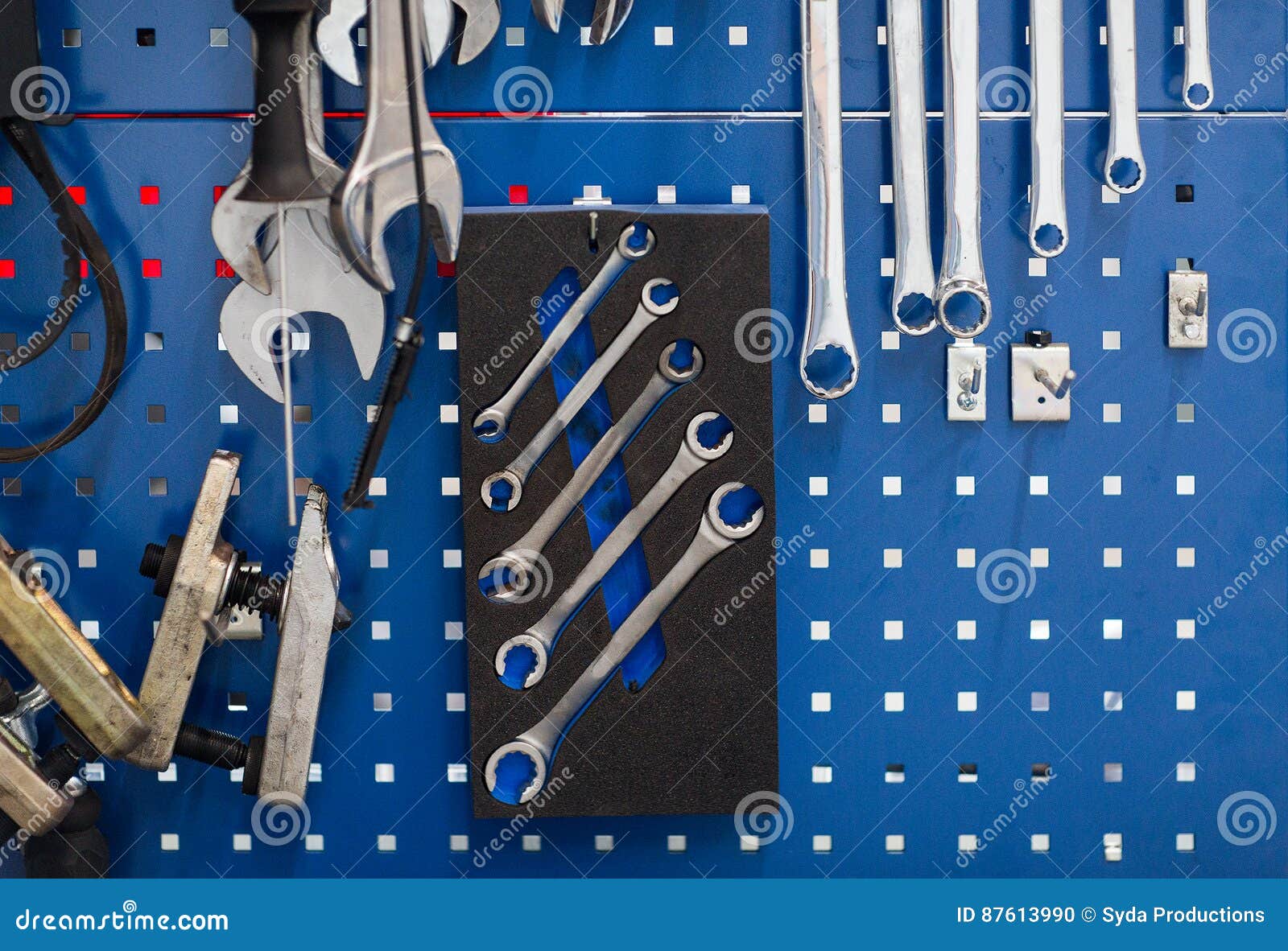 Tools set at car workshop stock photo. Image of workshop - 87613990