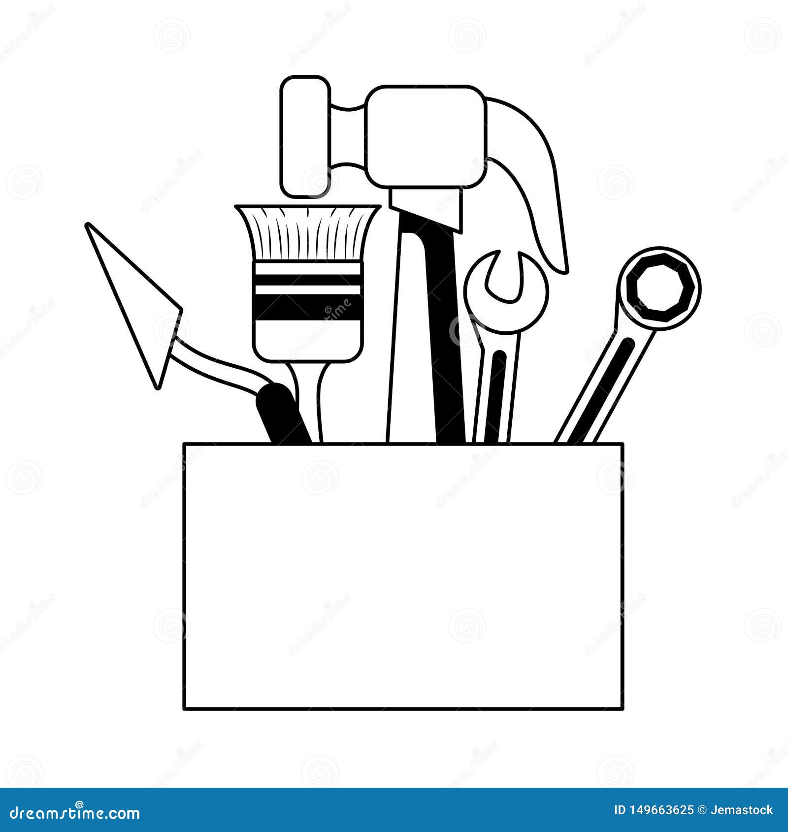 Tools Set Collection Workshop Icons Cartoon in Black and White Stock ...
