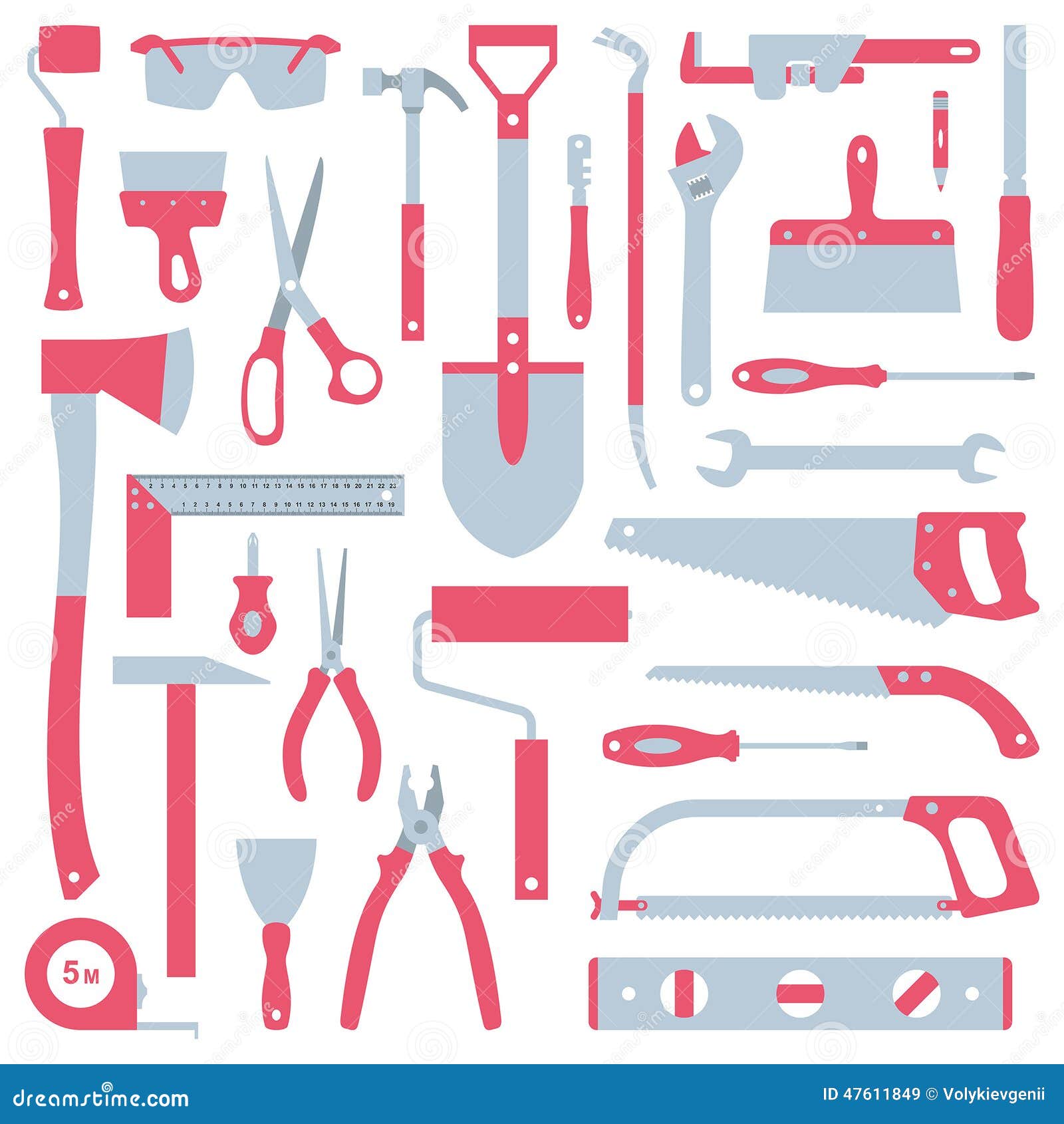 Tools set stock vector. Illustration of vector, hammer - 47611849