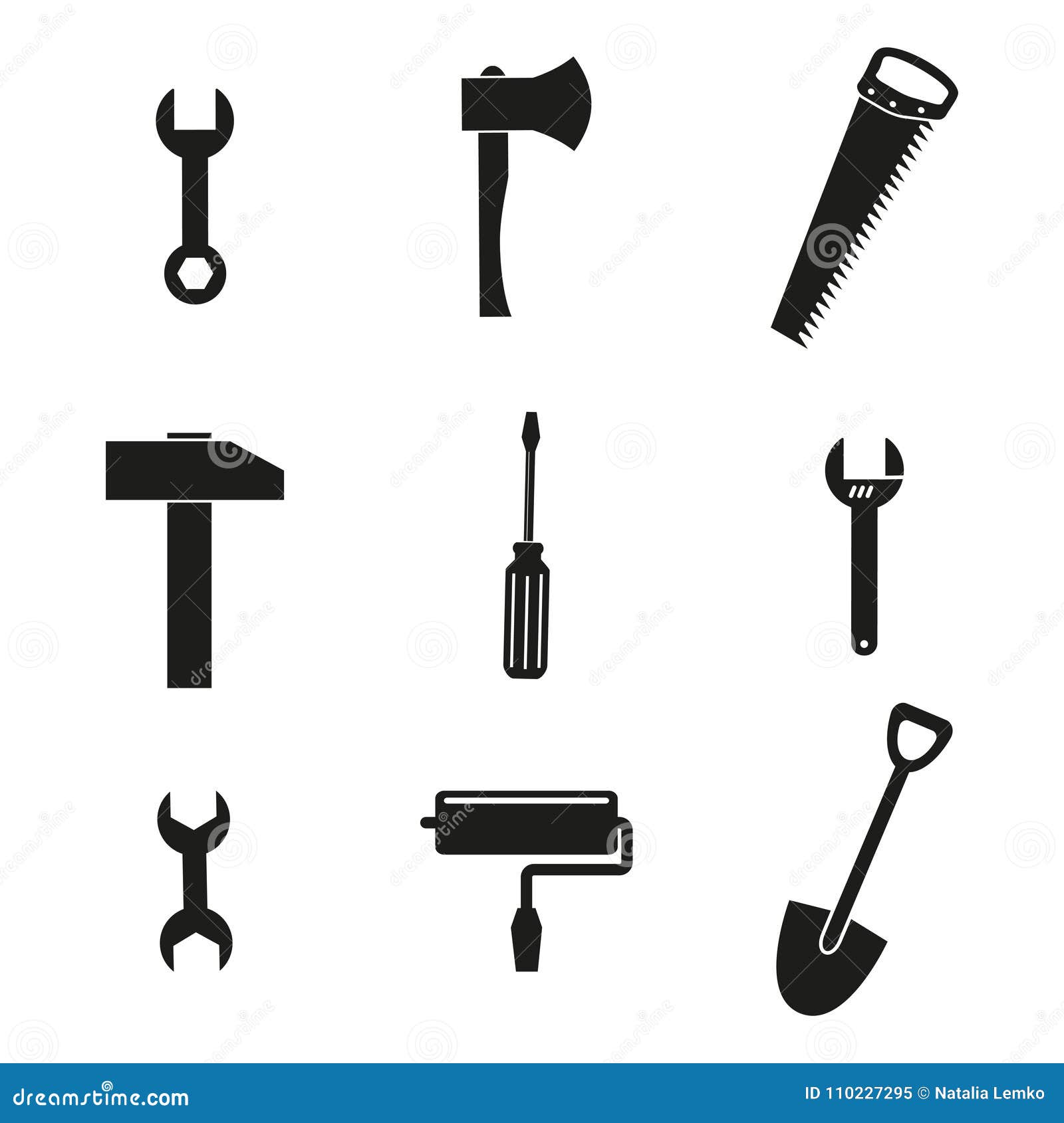Tools set icons stock vector. Illustration of building - 110227295