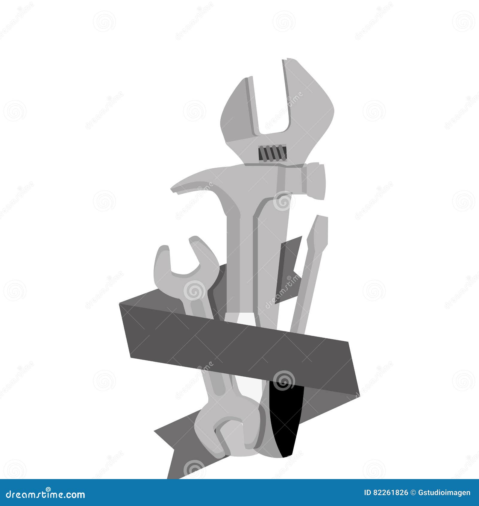 Tools Set with Ribbon Labor Day Stock Illustration - Illustration of ...