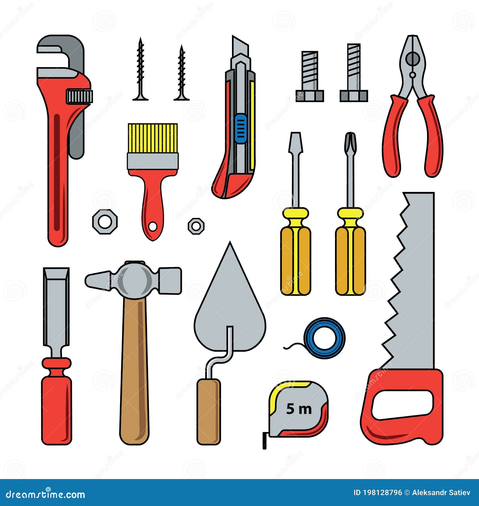 Tools set stock vector. Illustration of cutter, plumber - 198128796