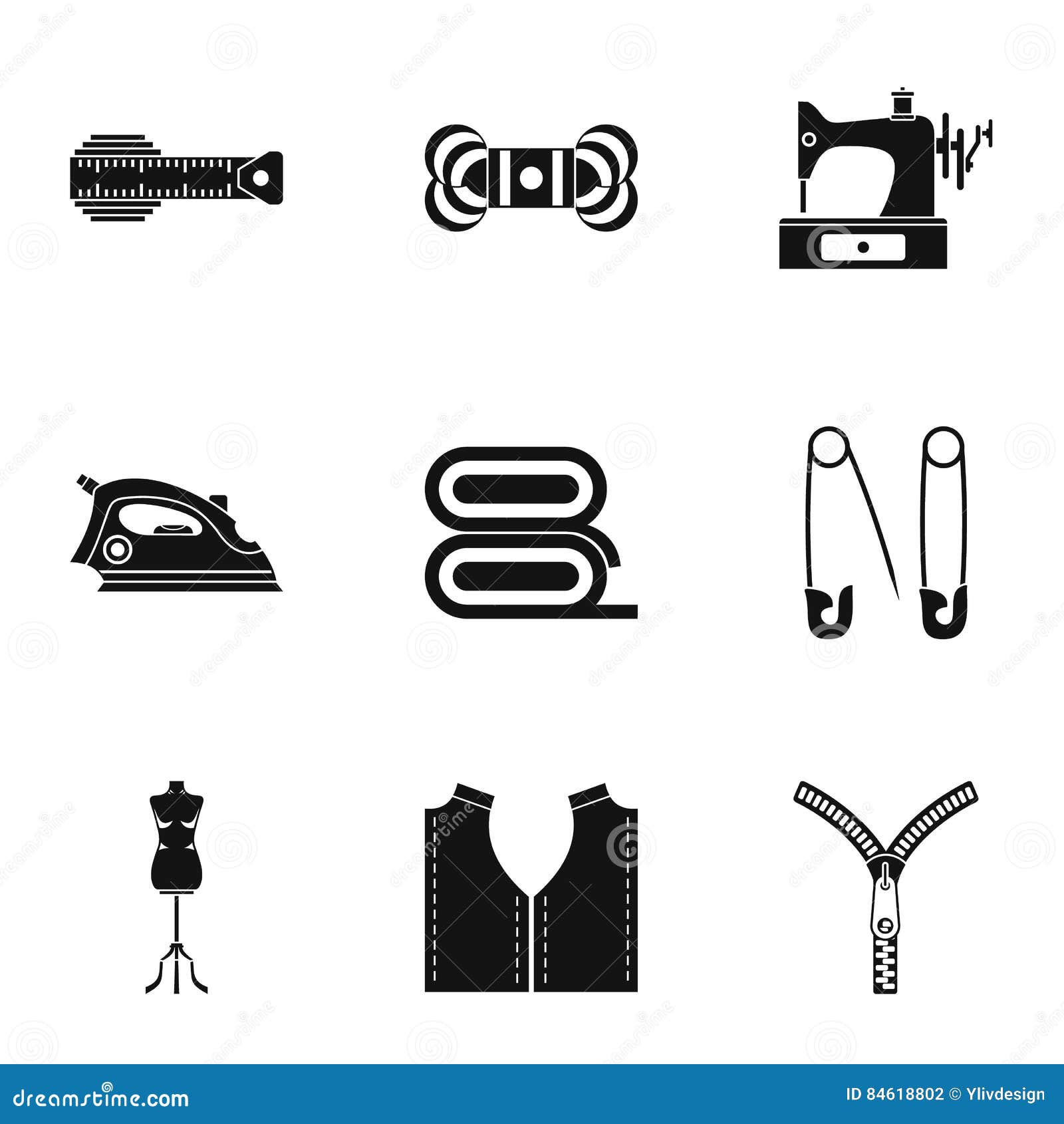 Tools for Sewing Dresses Icons Set, Simple Style Stock Vector ...