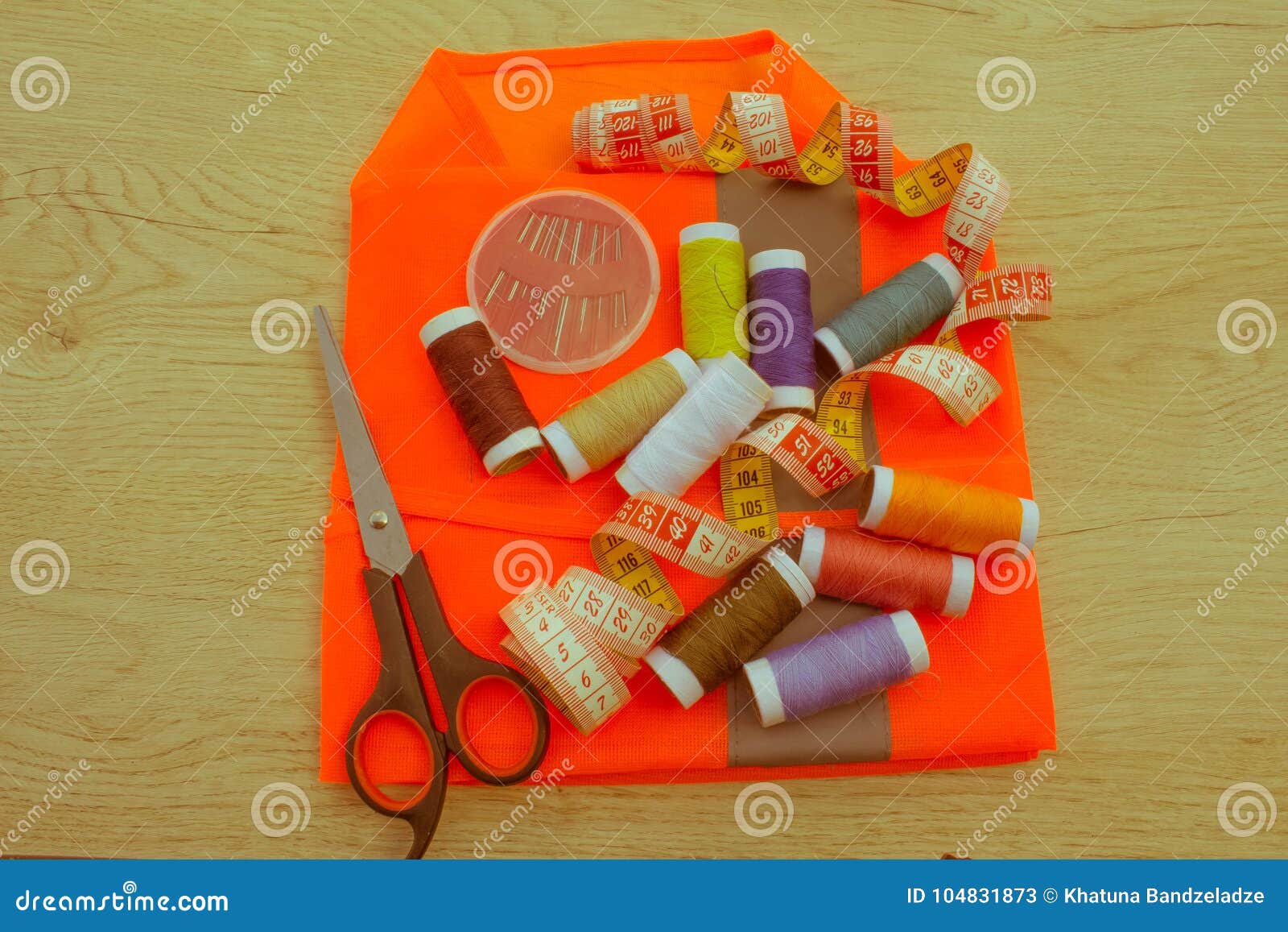 Tools for Sewing for Hobby Set on Wooden Table Background Top Vi Stock ...