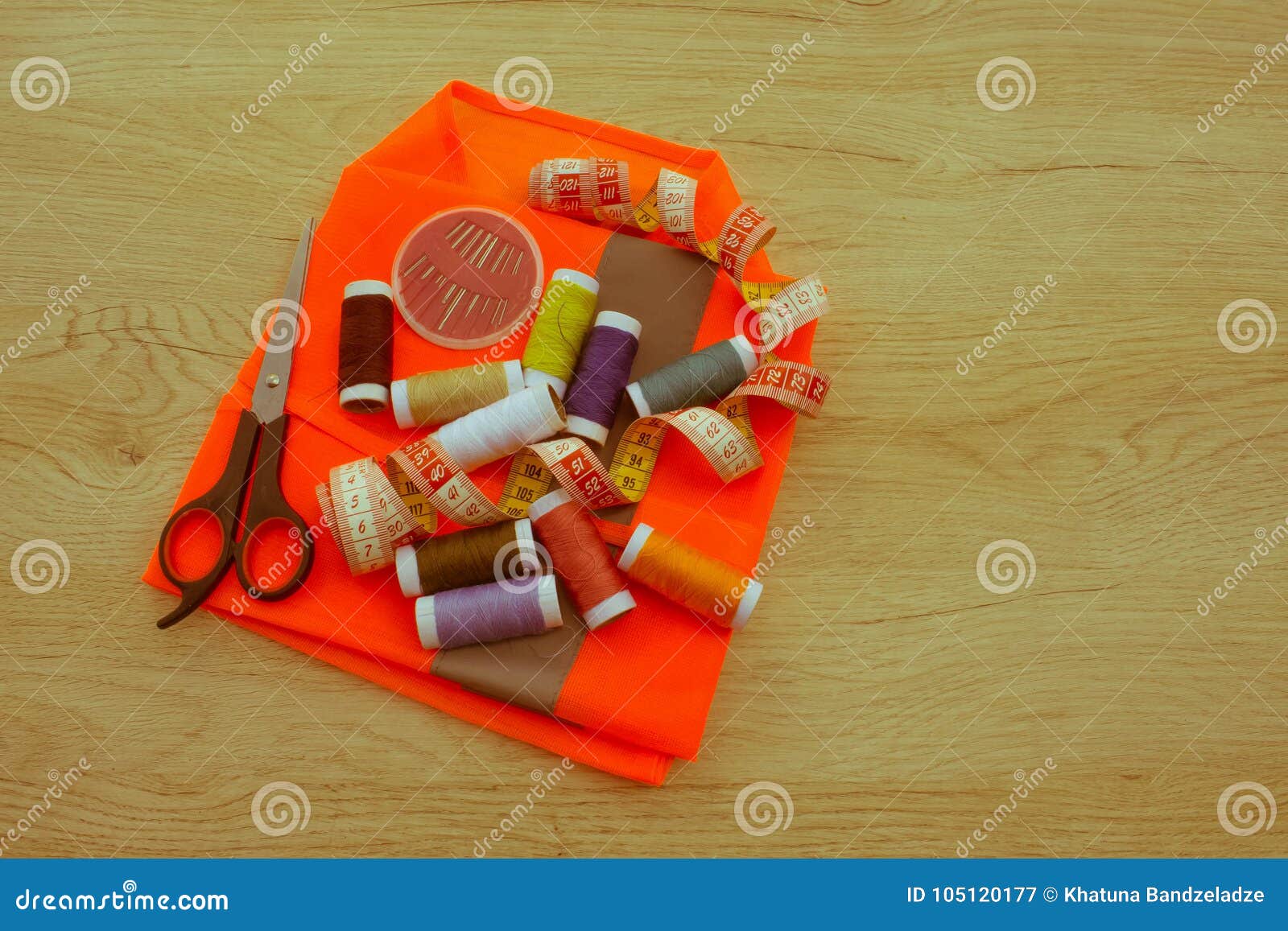 Tools for Sewing for Hobby Set on Wooden Table Background Top Vi Stock ...