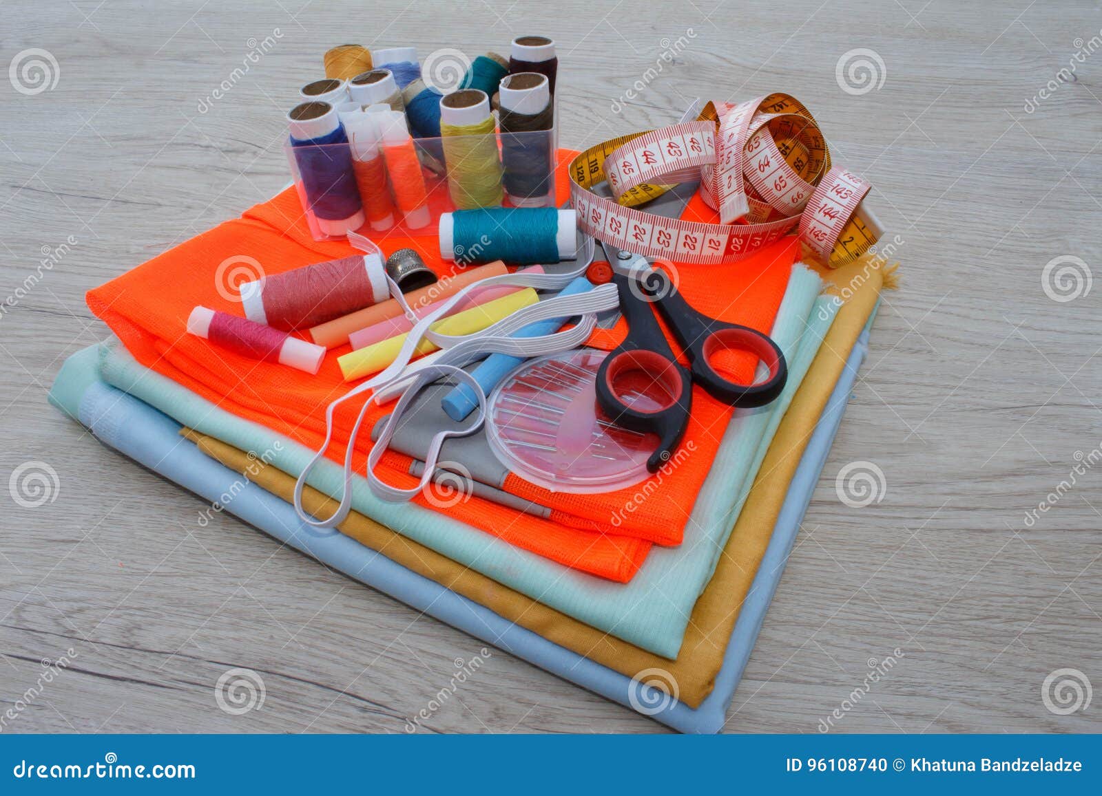 Tools for Sewing for Hobby Set on Wooden Table Background Top View ...