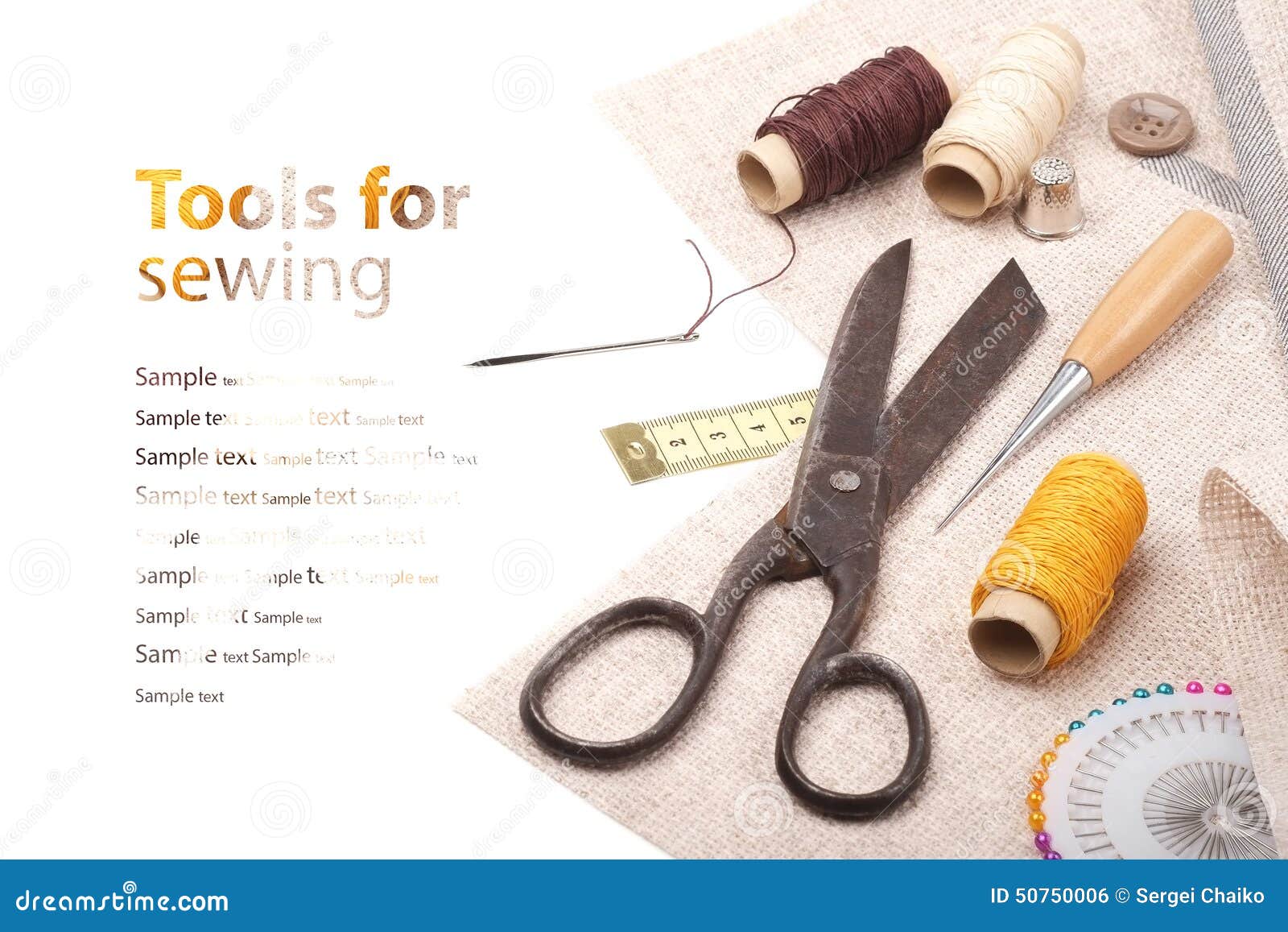 Tools for Sewing with Space for Text Stock Photo - Image of designer ...
