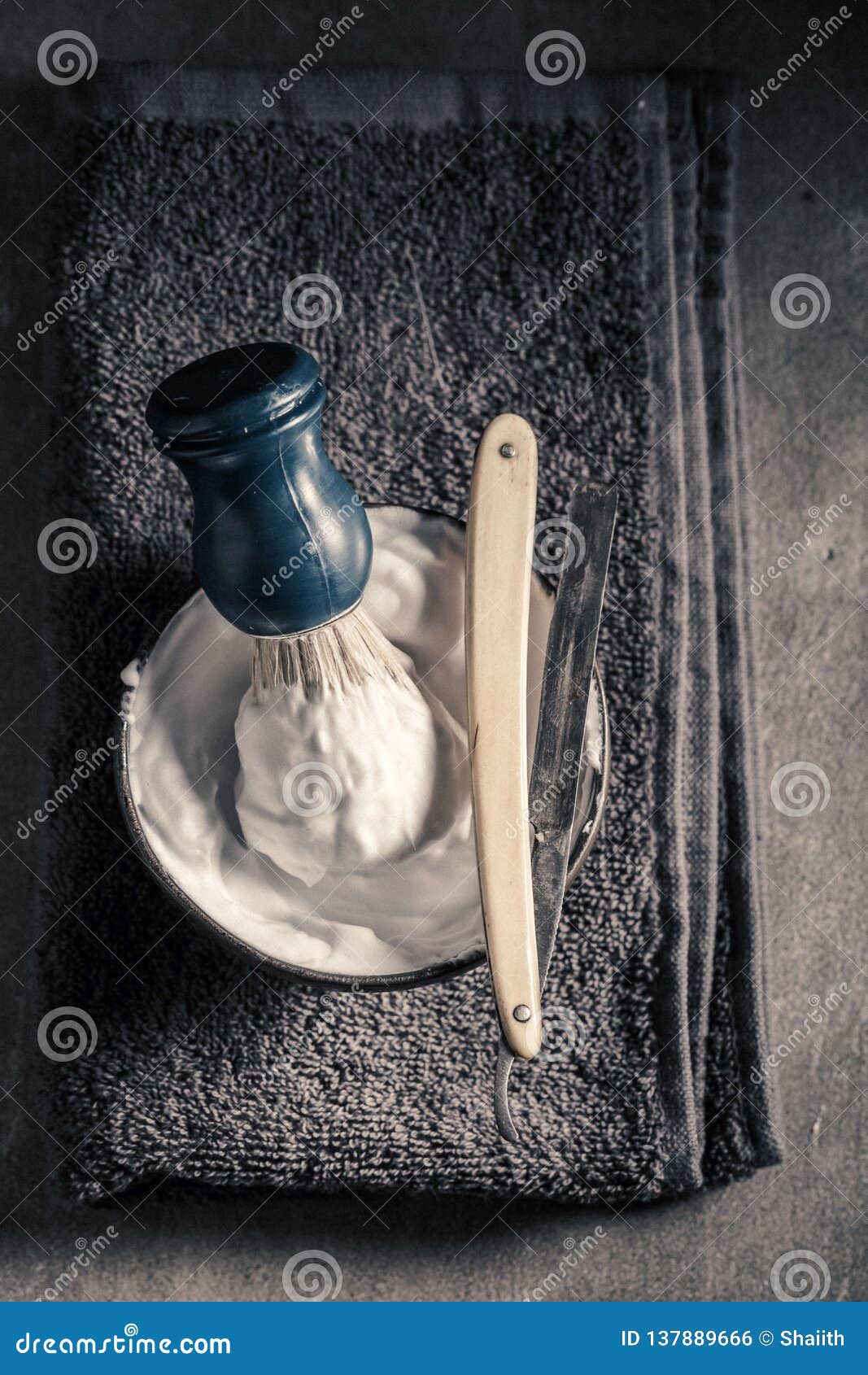 Tools for Shave with Foam, Old Razor and Brush Stock Photo - Image of ...