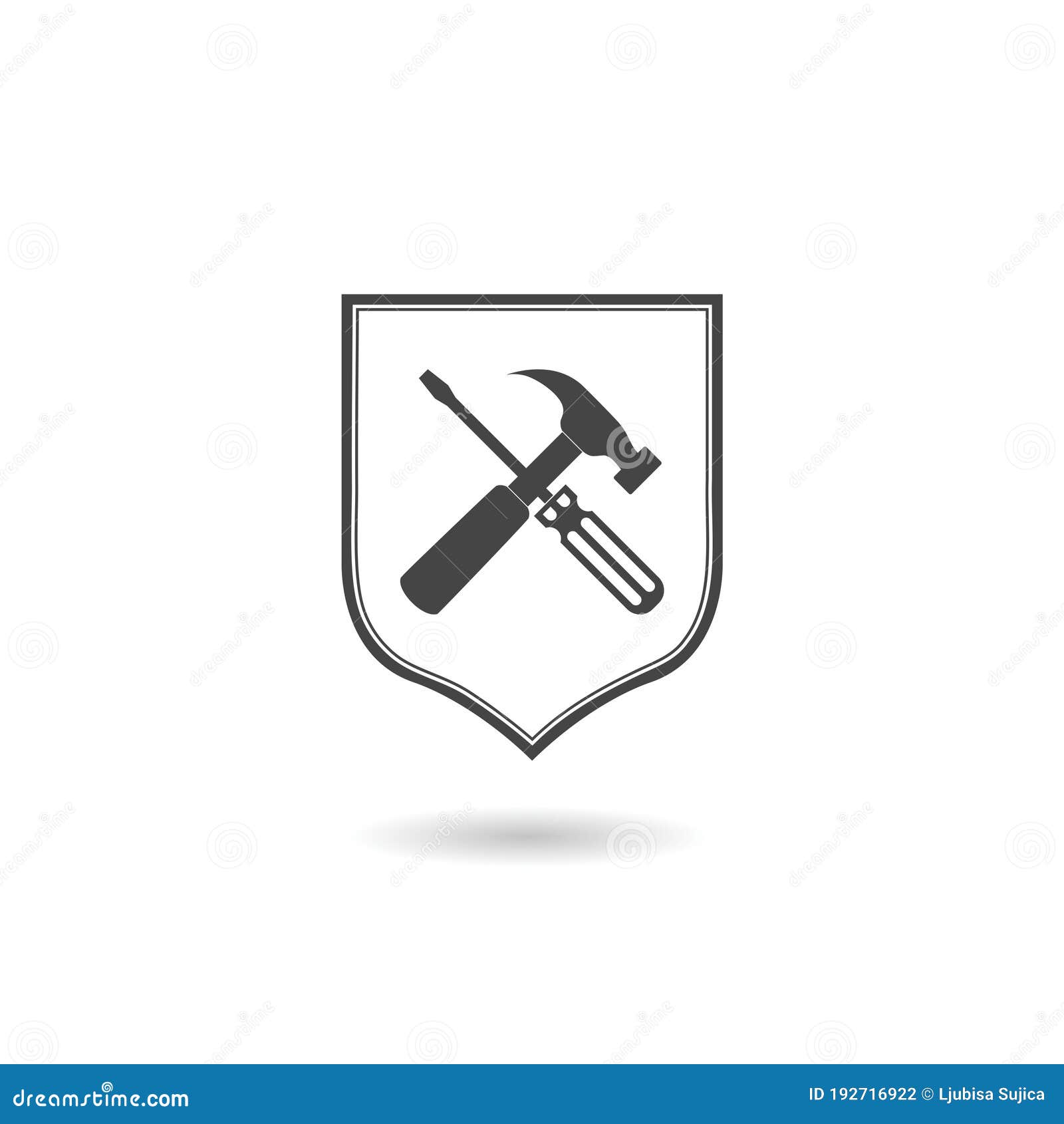 Tools with Shield Vector Icon with Shadow Stock Vector - Illustration ...