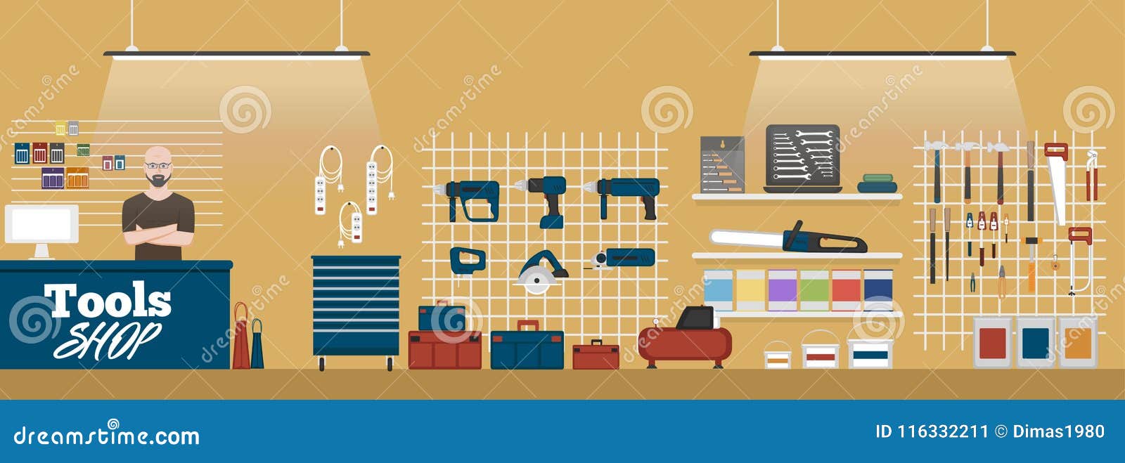 Tools Shop Banner with Instruments Stock Vector - Illustration of ...