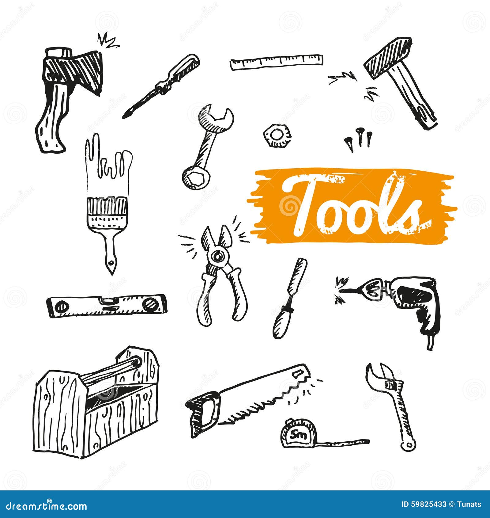 Tools sketches stock vector. Illustration of drawing - 59825433
