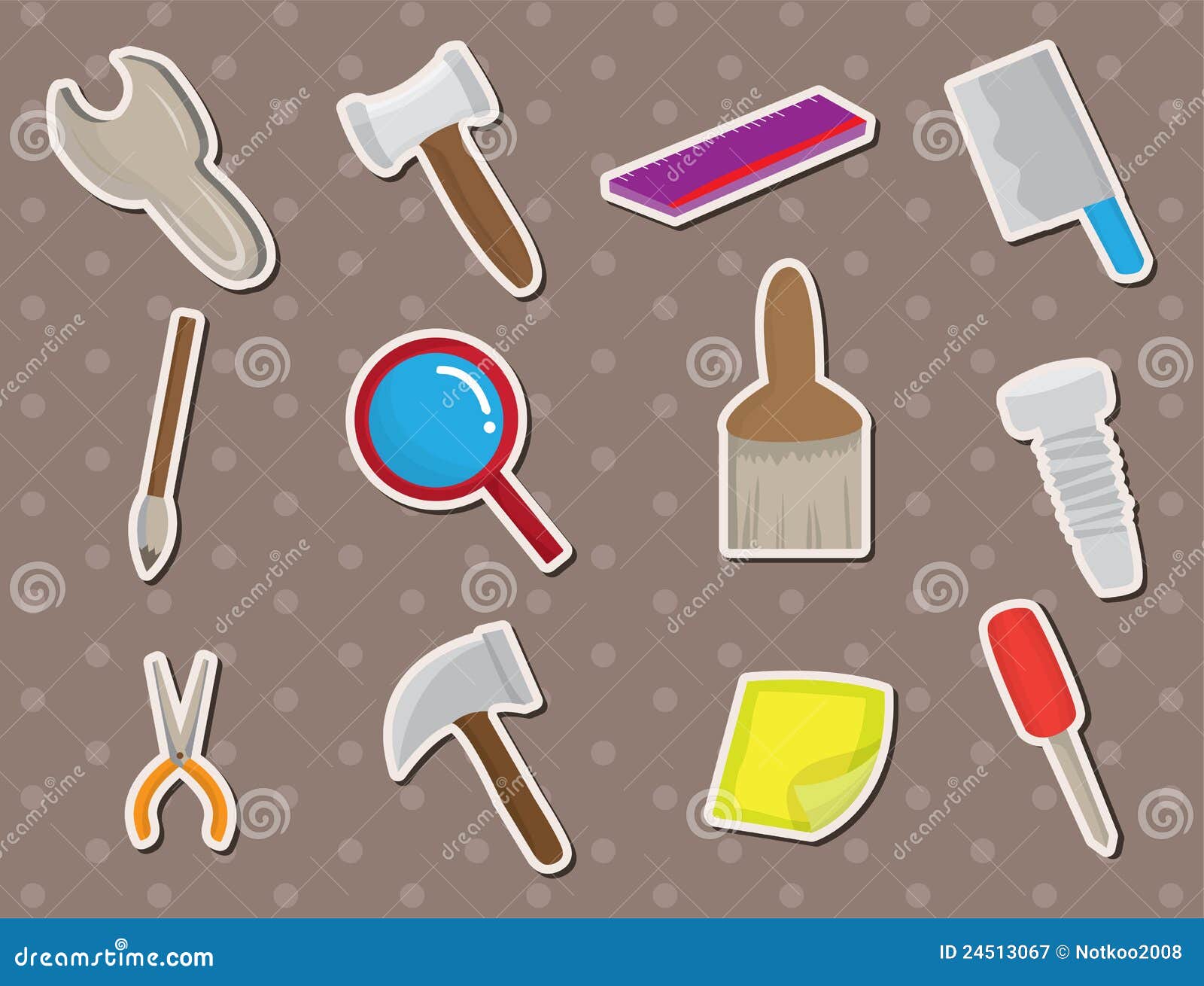 Tools stickers stock vector. Illustration of gloves, magnifying - 24513067