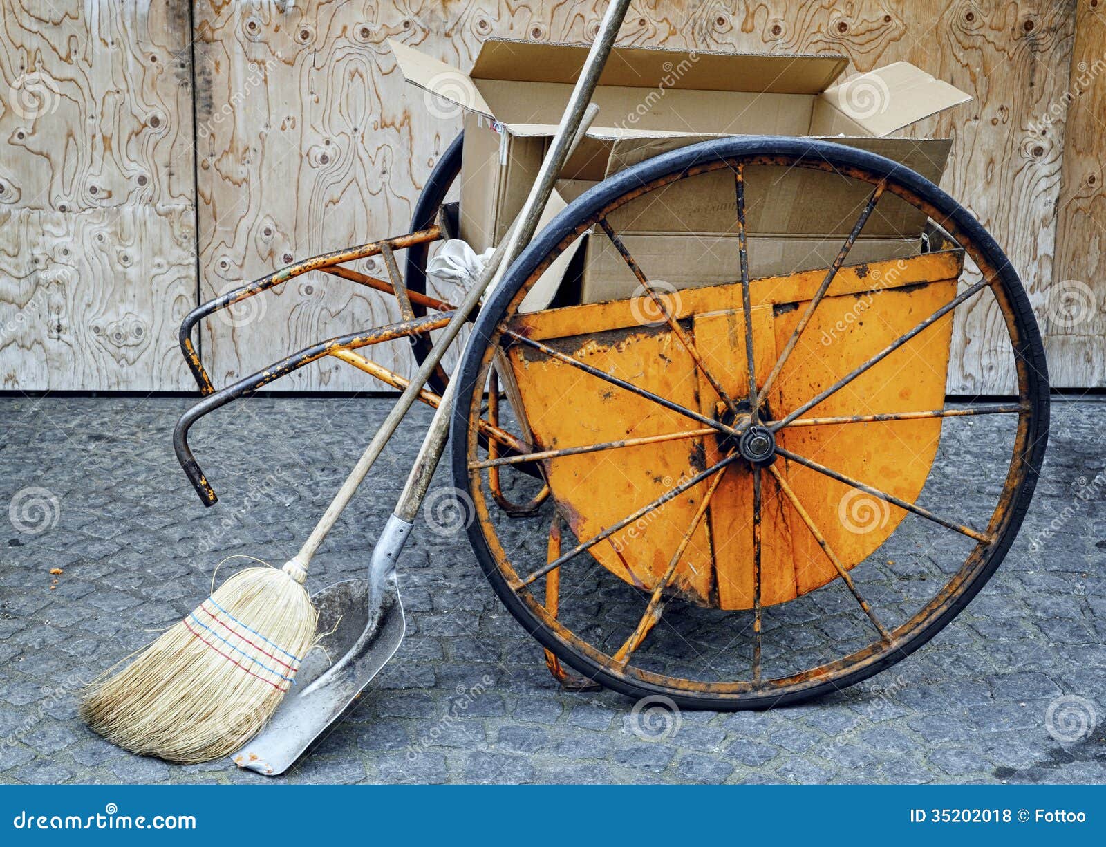 Tools of a street cleaner stock photo. Image of street - 35202018