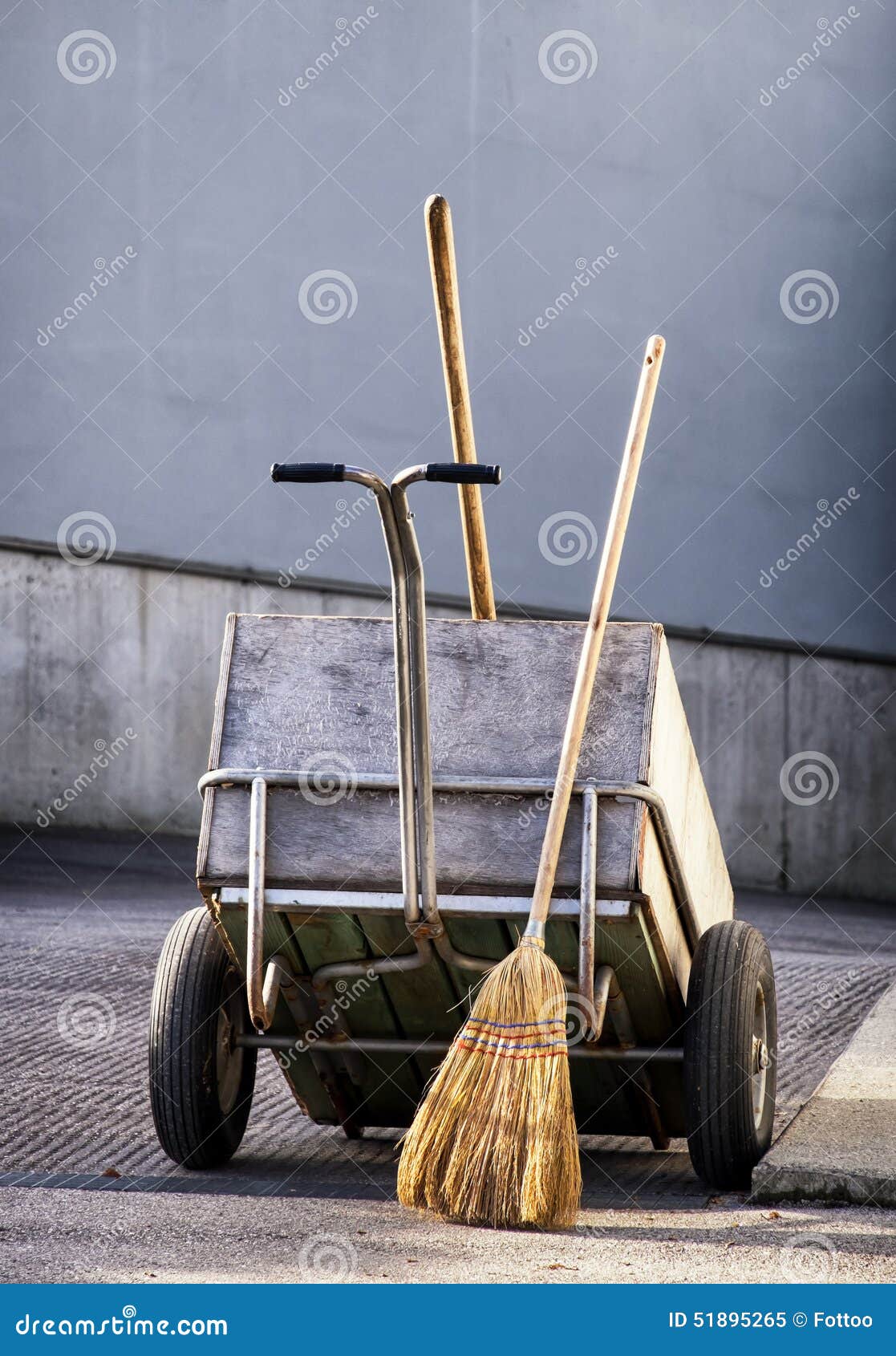 Tools of a street cleaner stock image. Image of environment - 51895265
