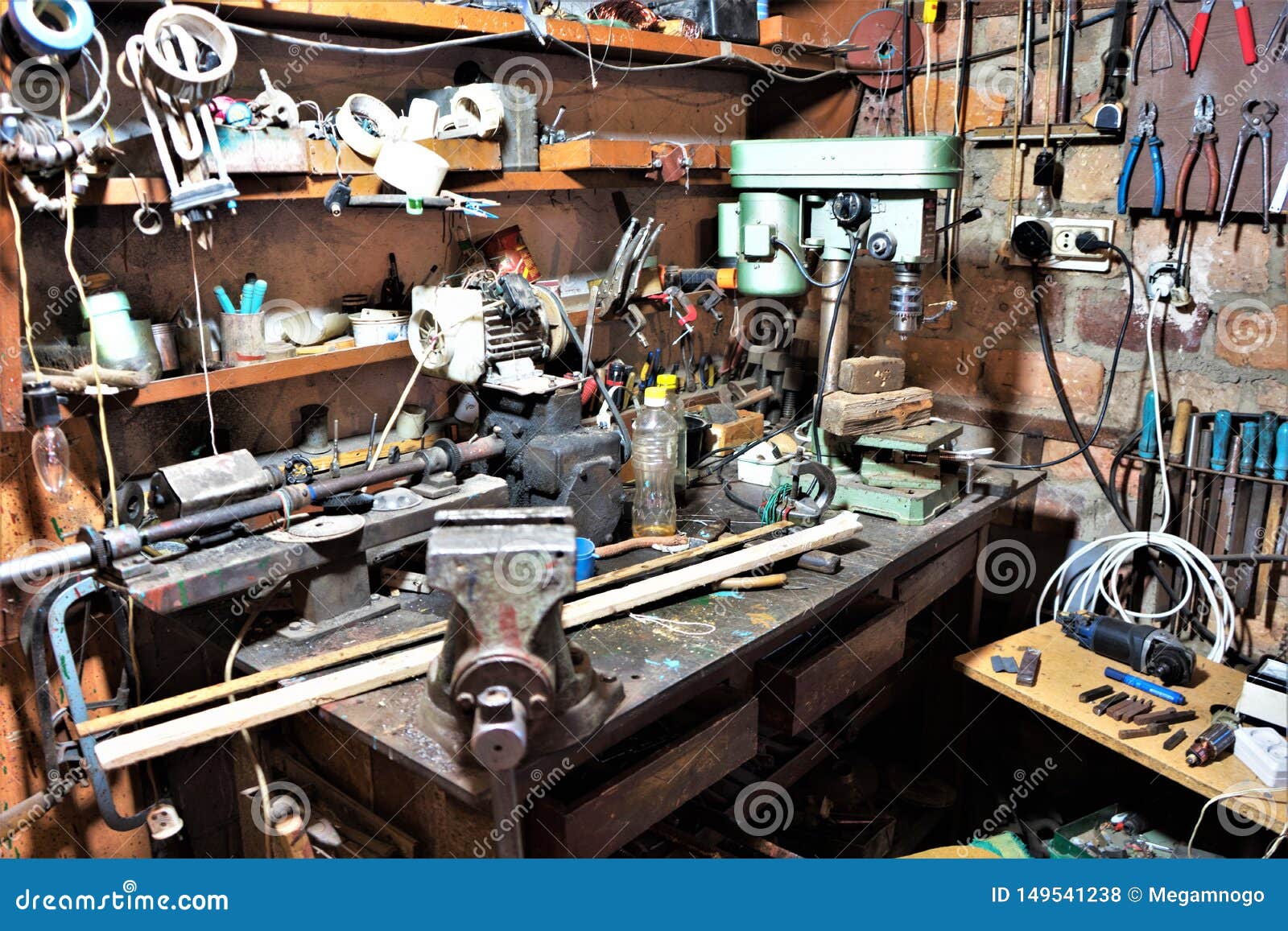 Desktop and Tools in the Garage Workshop Stock Photo - Image of home ...