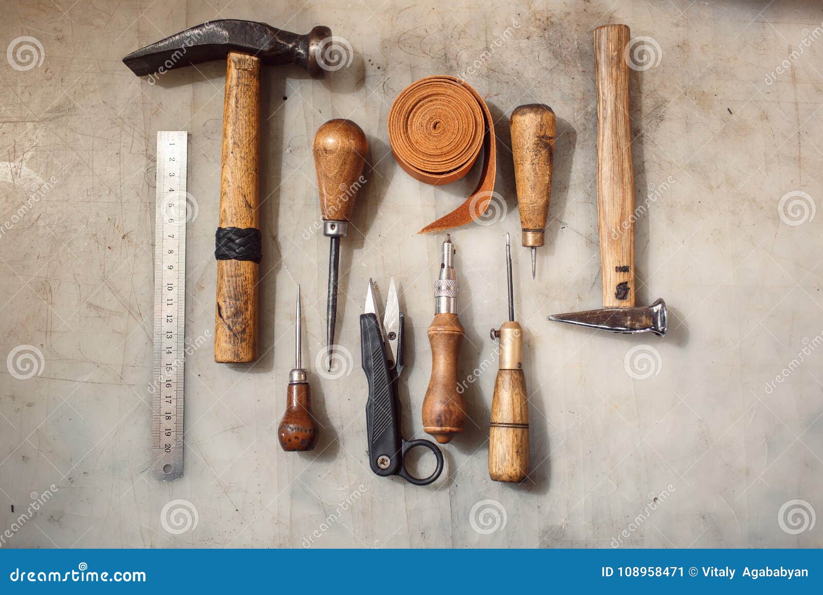 The Tools of a Tanner for Working with Leather Stock Image - Image of ...