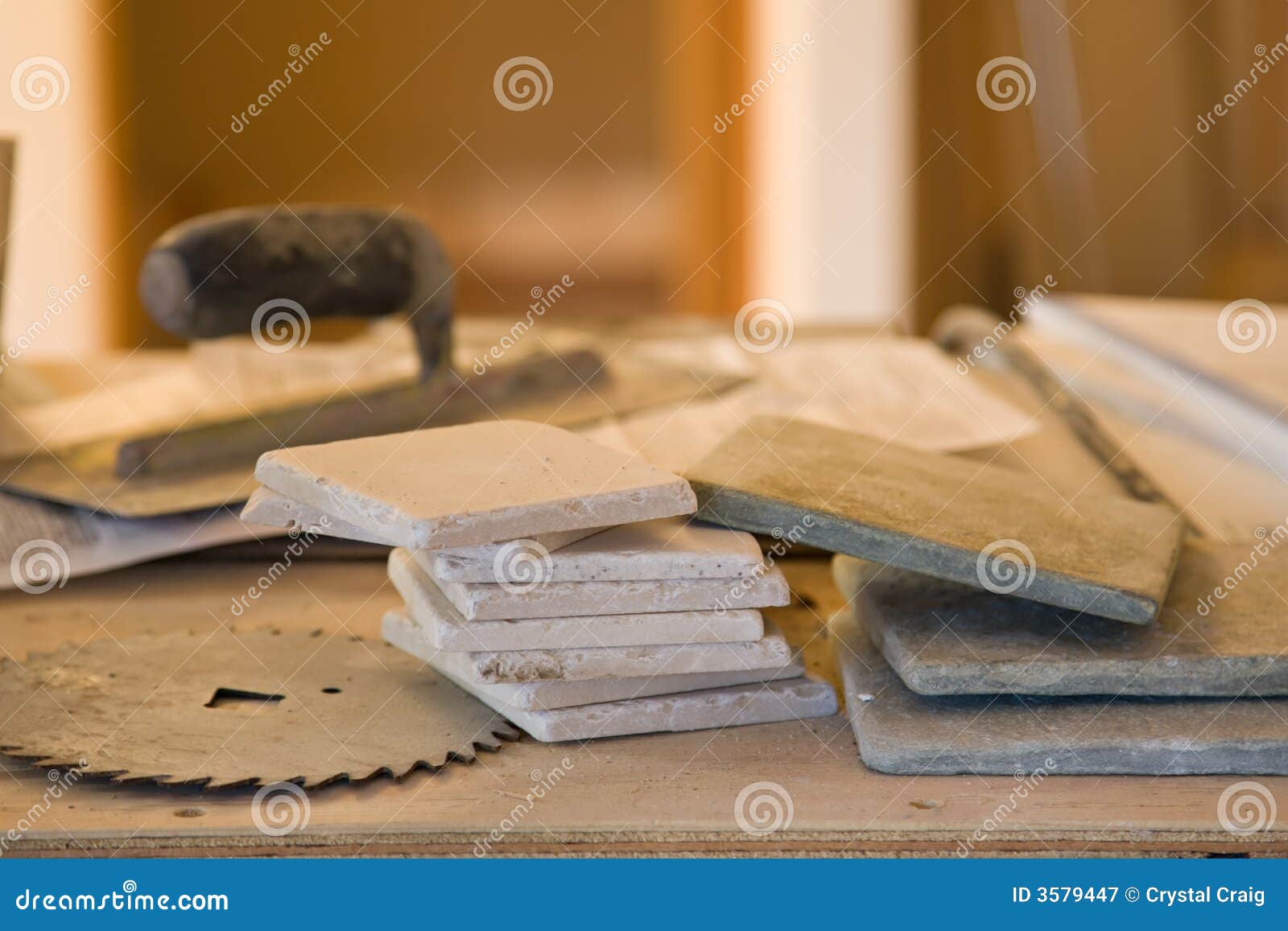 Tools and tile work stock image. Image of blade, hand - 3579447