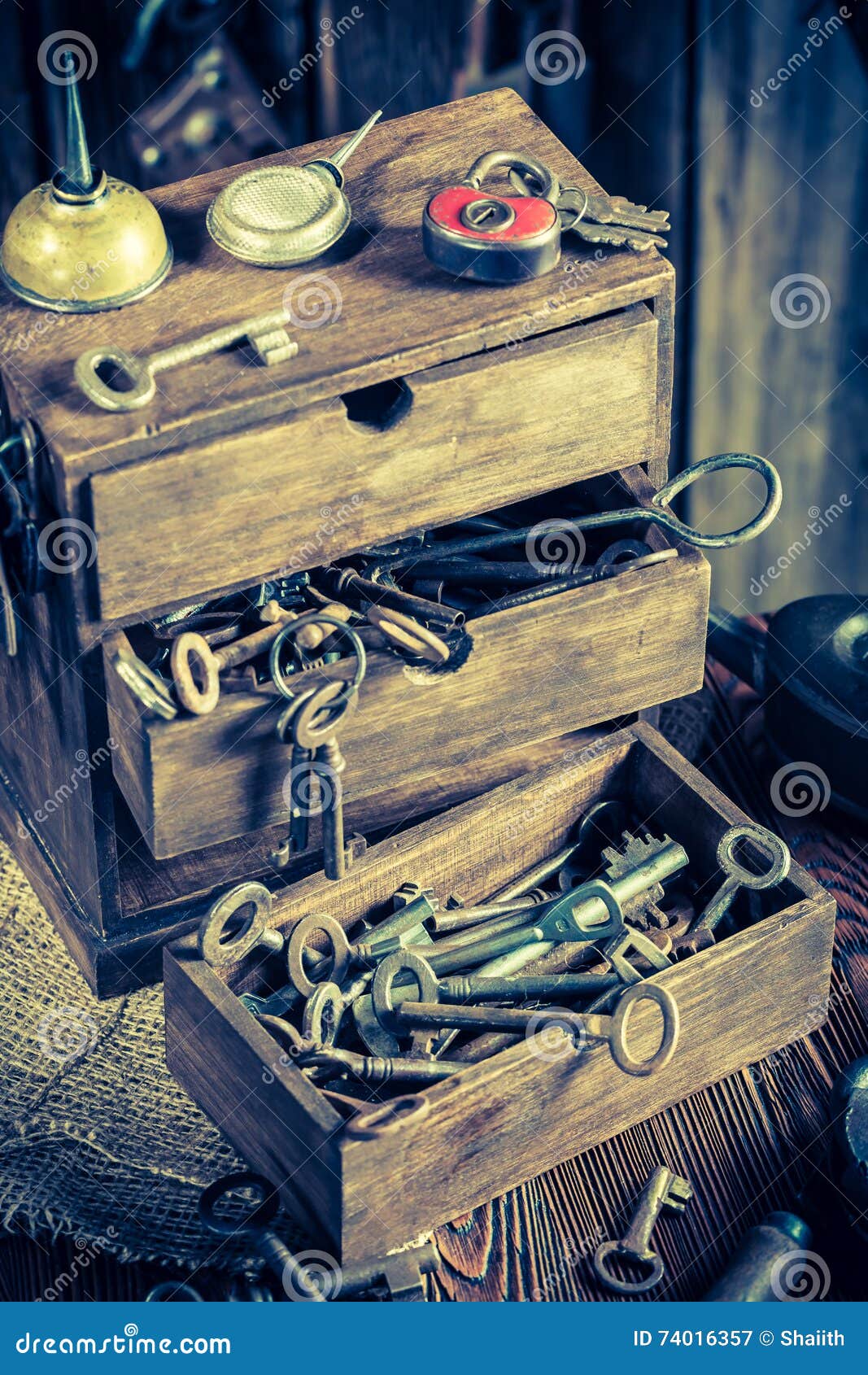 Tools To Repair in Vintage Locksmiths Workshop Stock Image - Image of ...