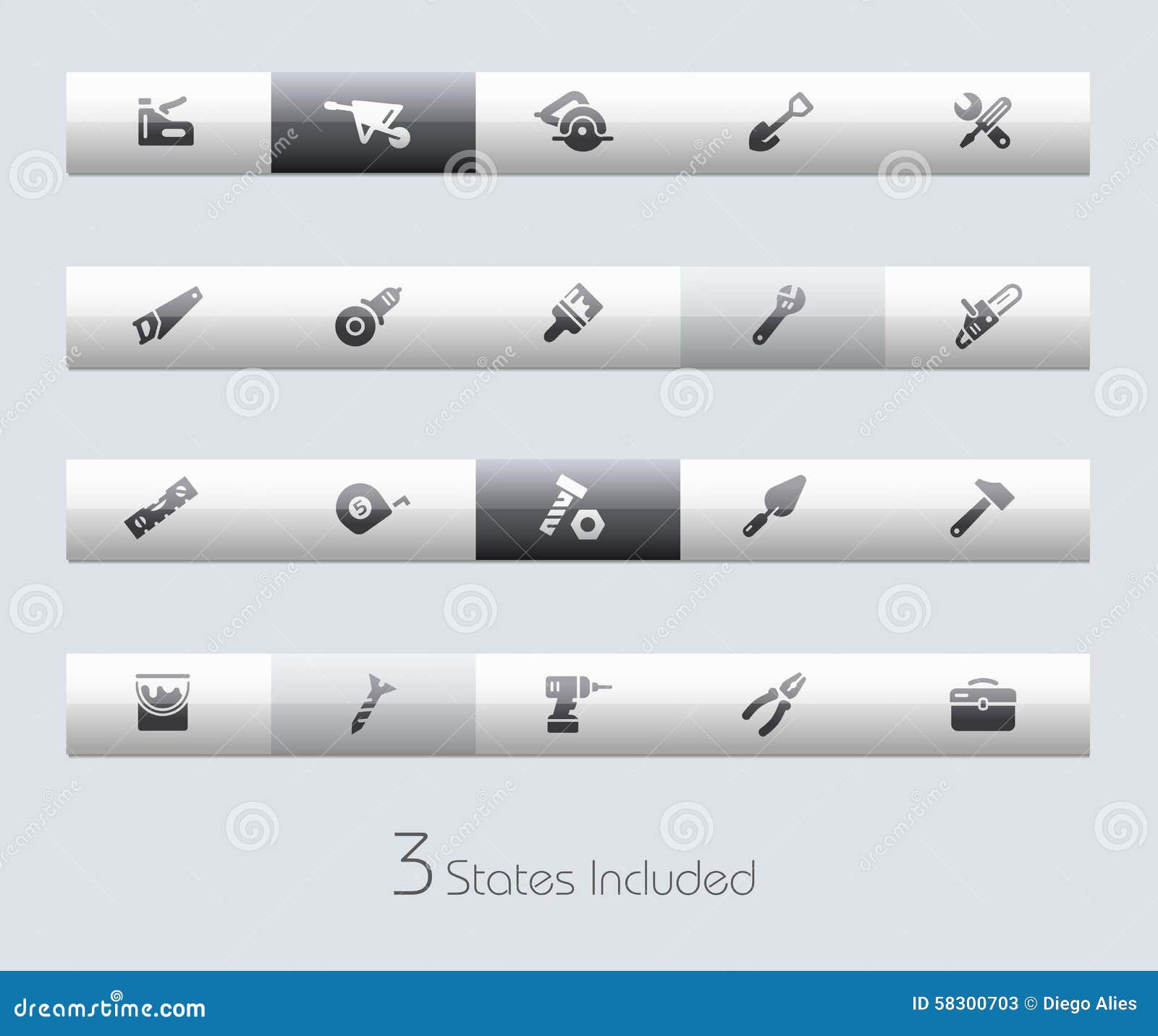 Tools -- Toolbars stock vector. Illustration of icons - 58300703