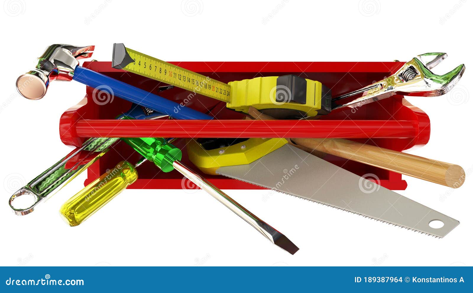 Tools Toolbox Kit Top View Isolated Background - 3d Rendering Stock ...