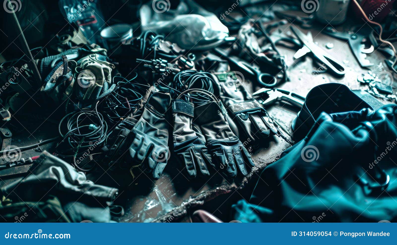 Tools Cluttered Table Royalty-Free Cartoon | CartoonDealer.com #370451081