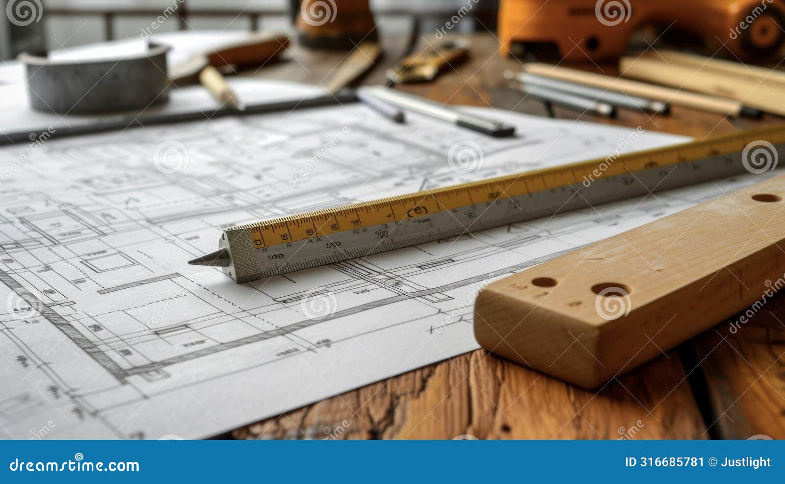 Tools of the Trade a Ruler Pencil and Architectural Scale Displayed on ...