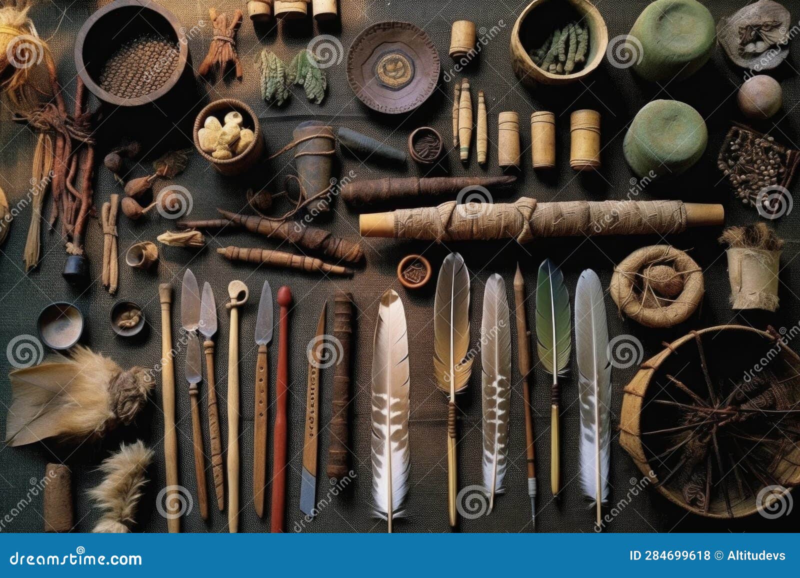 Tools Used in Bow and Arrow Making Laid Out Stock Illustration ...