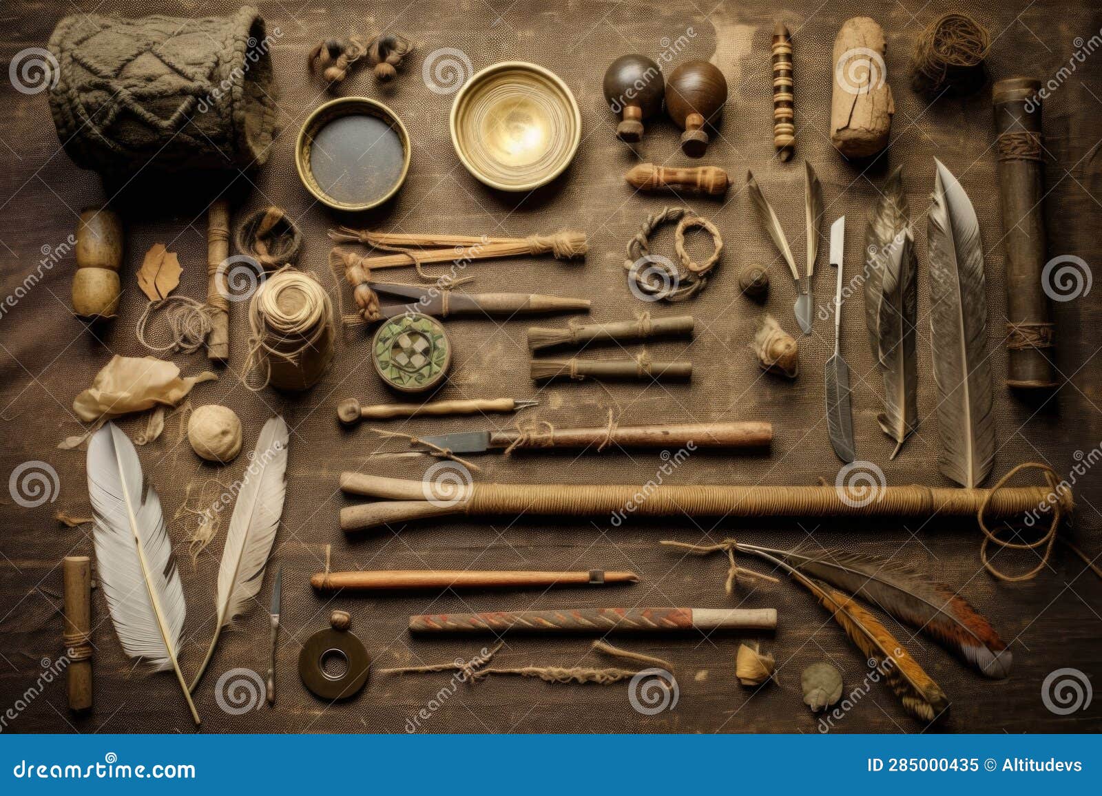 Tools Used in Bow and Arrow Making Laid Out Stock Illustration ...