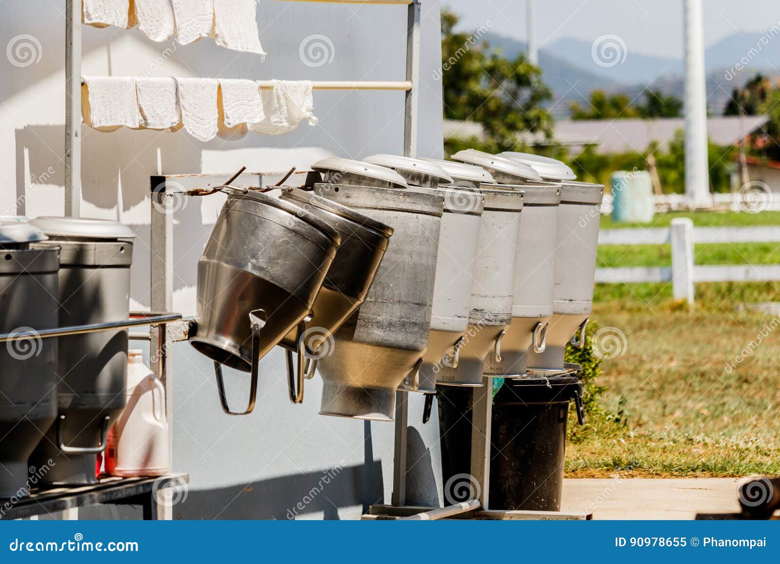 Tools used in cow`s milk stock image. Image of aluminum - 90978655
