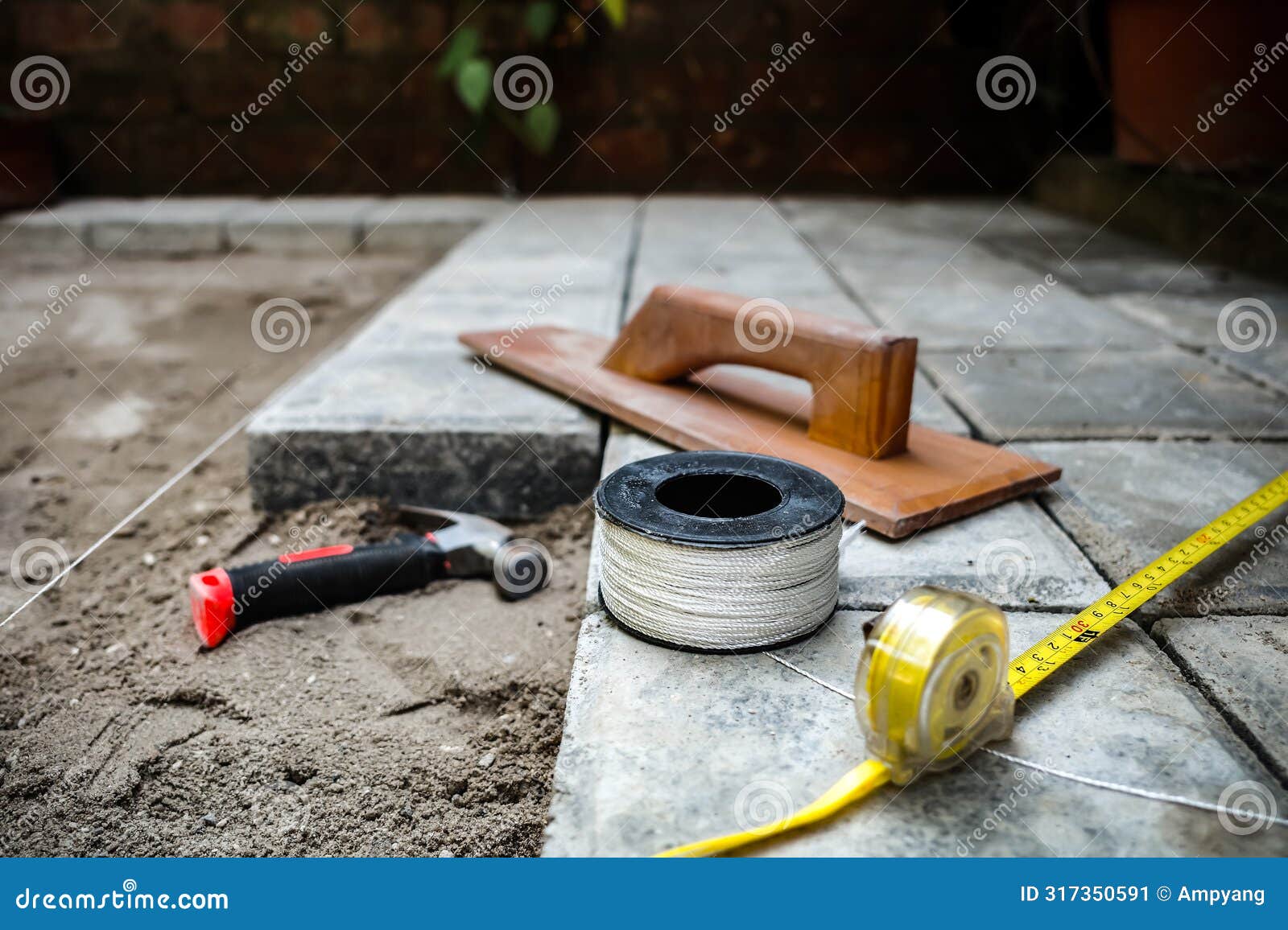 Tools, Utensils and Materials Used for Paving Block Floor Construction ...