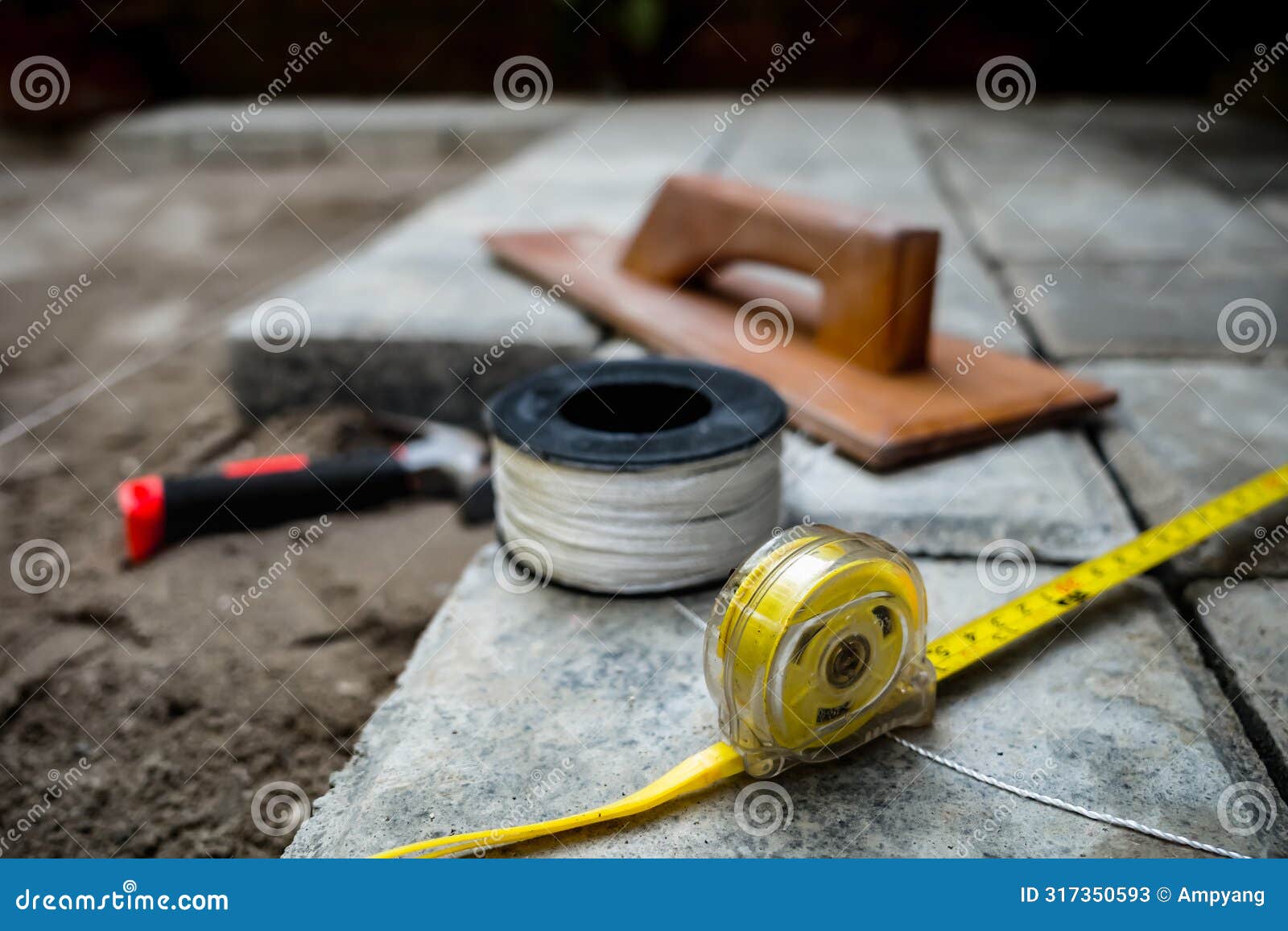 Tools, Utensils and Materials Used for Paving Block Floor Construction ...