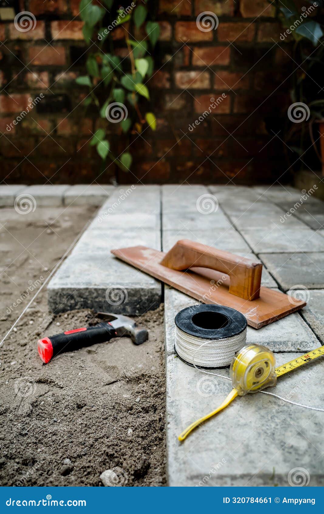 Tools Used for Concrete Block Floor Construction Work Stock Image ...