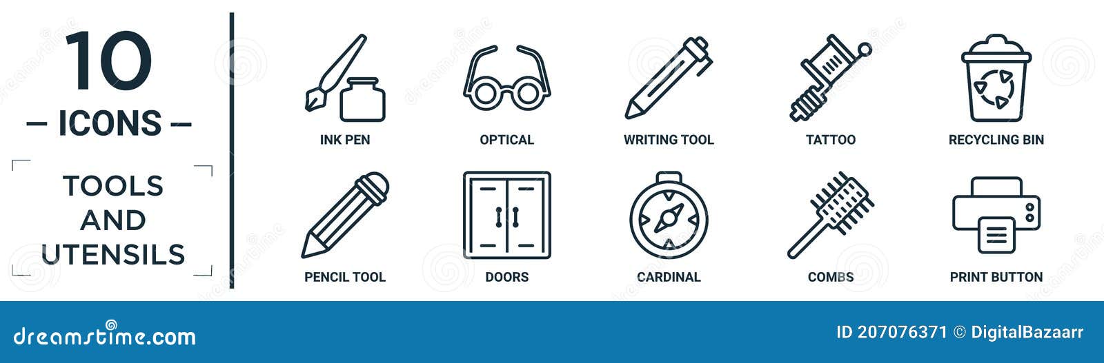 Tools.and.utensils Linear Icon Set Stock Vector - Illustration of bird ...