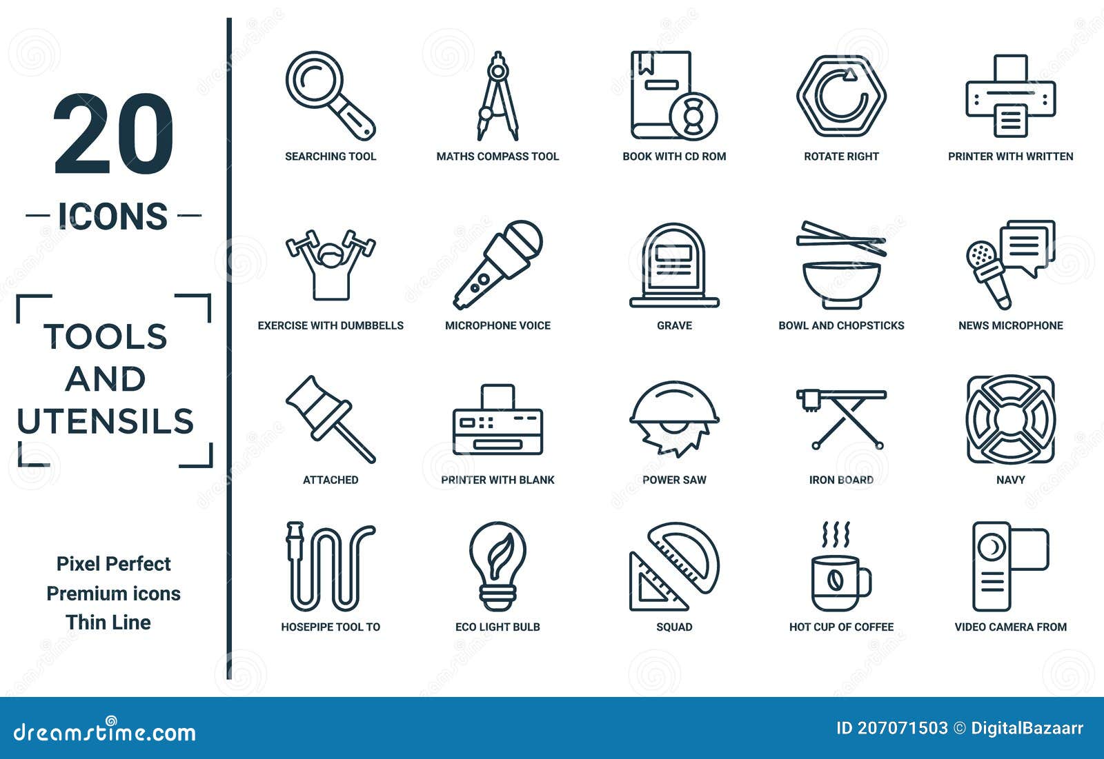 Tools.and.utensils Linear Icon Set Stock Vector - Illustration of japan ...