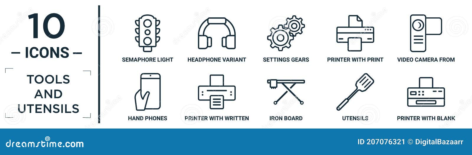 Tools.and.utensils Linear Icon Set Stock Vector - Illustration of sheet ...