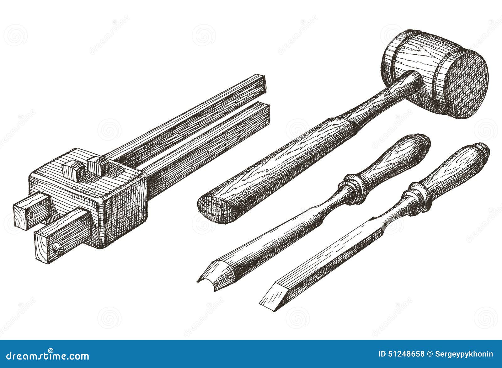 Tools Vector Logo Design Template Chisel Mallet Stock Vector