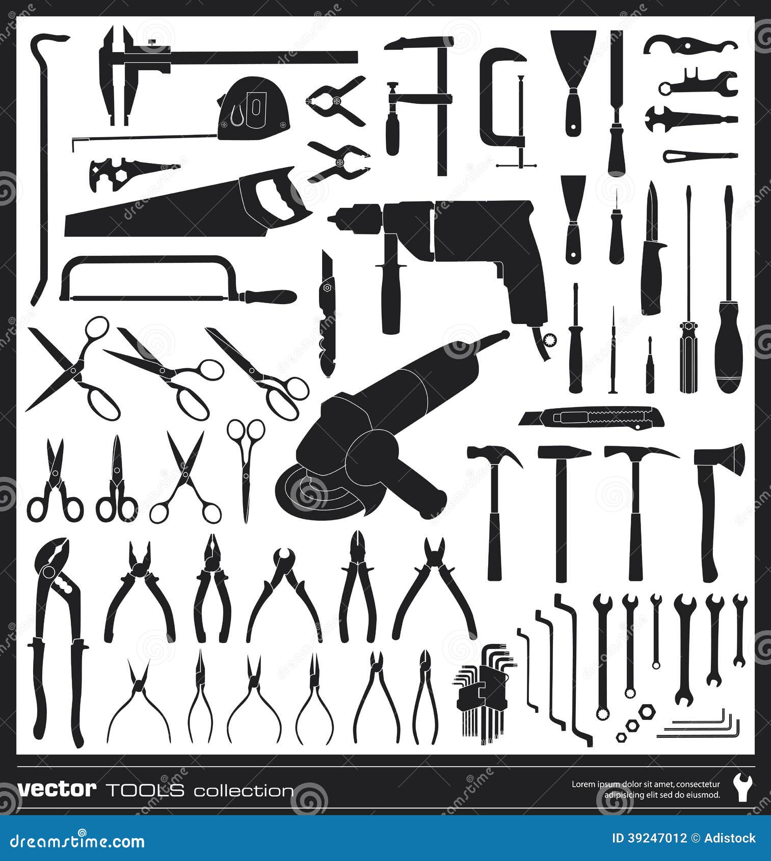 Tools vector silhouettes stock vector. Illustration of icon - 39247012