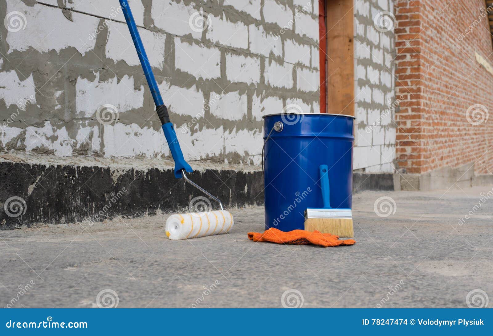 Tools for waterproofing. stock photo. Image of brush - 78247474