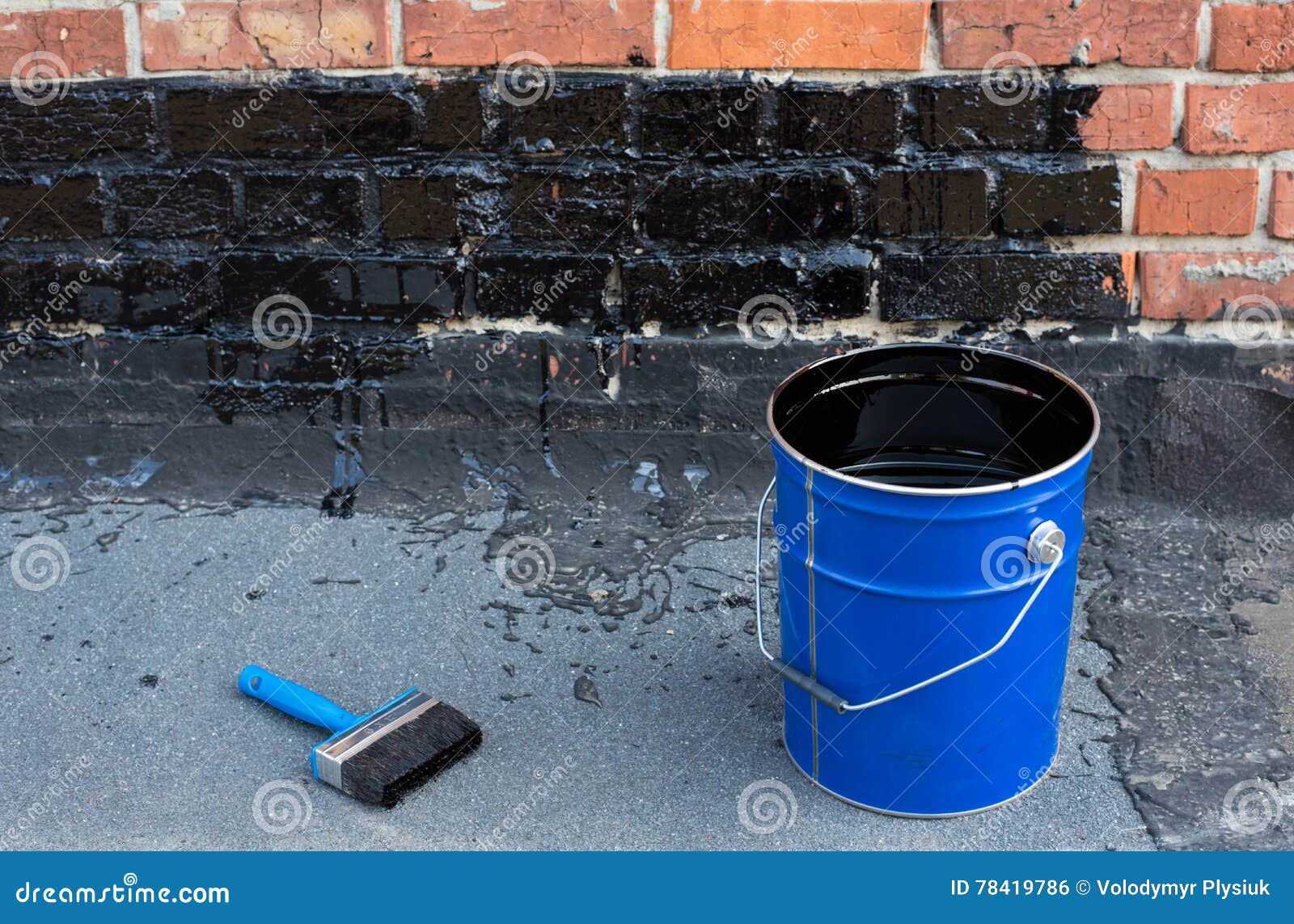 Tools for waterproofing. stock photo. Image of concrete - 78419786