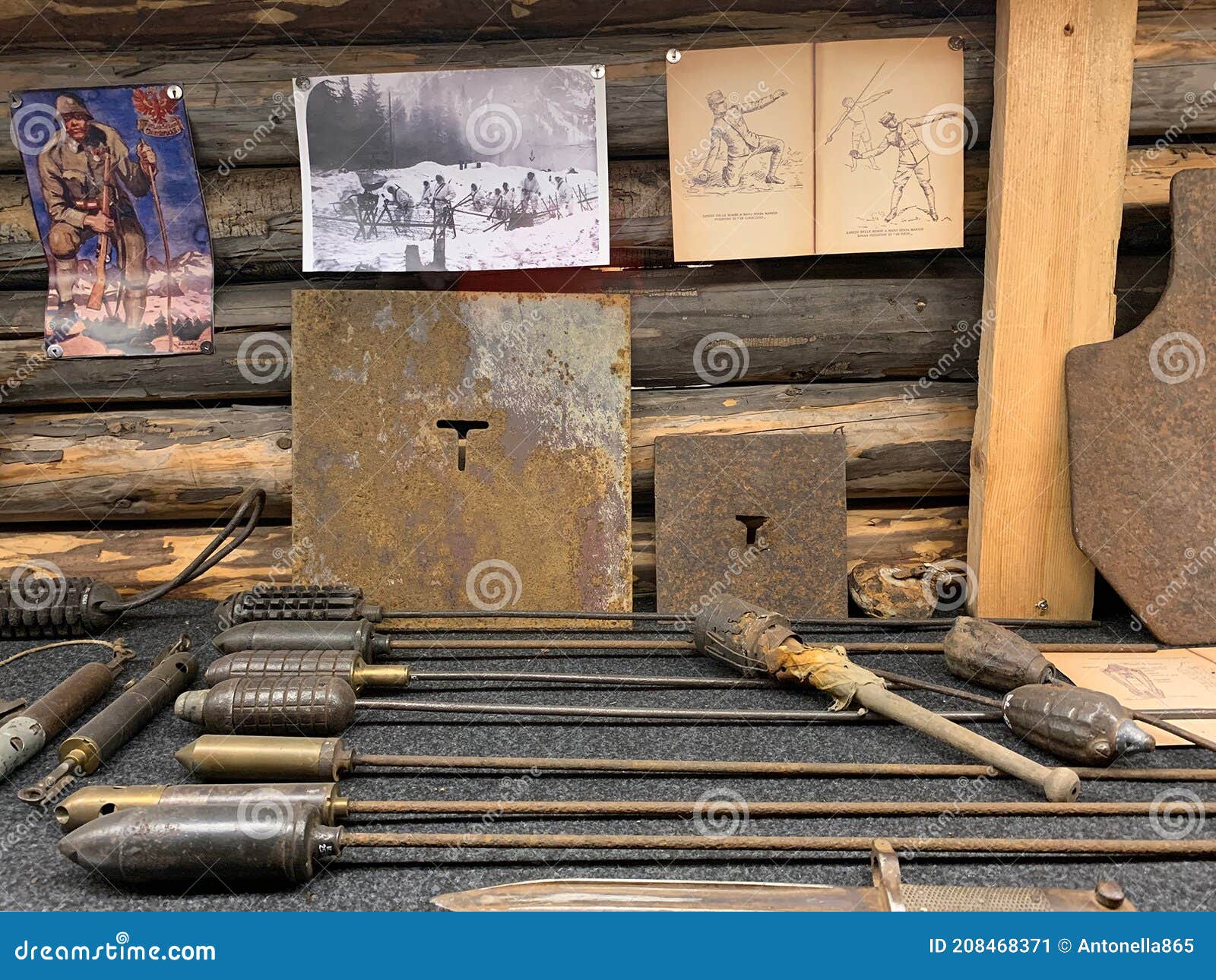 Tools and Weapons in the Trenches in the Dolomites during the War World ...