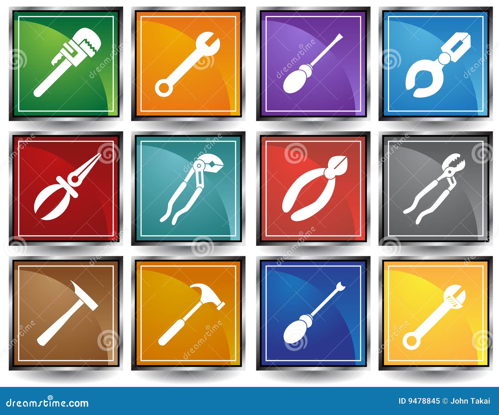 Tools Web Button - Square stock vector. Illustration of equipment - 9478845