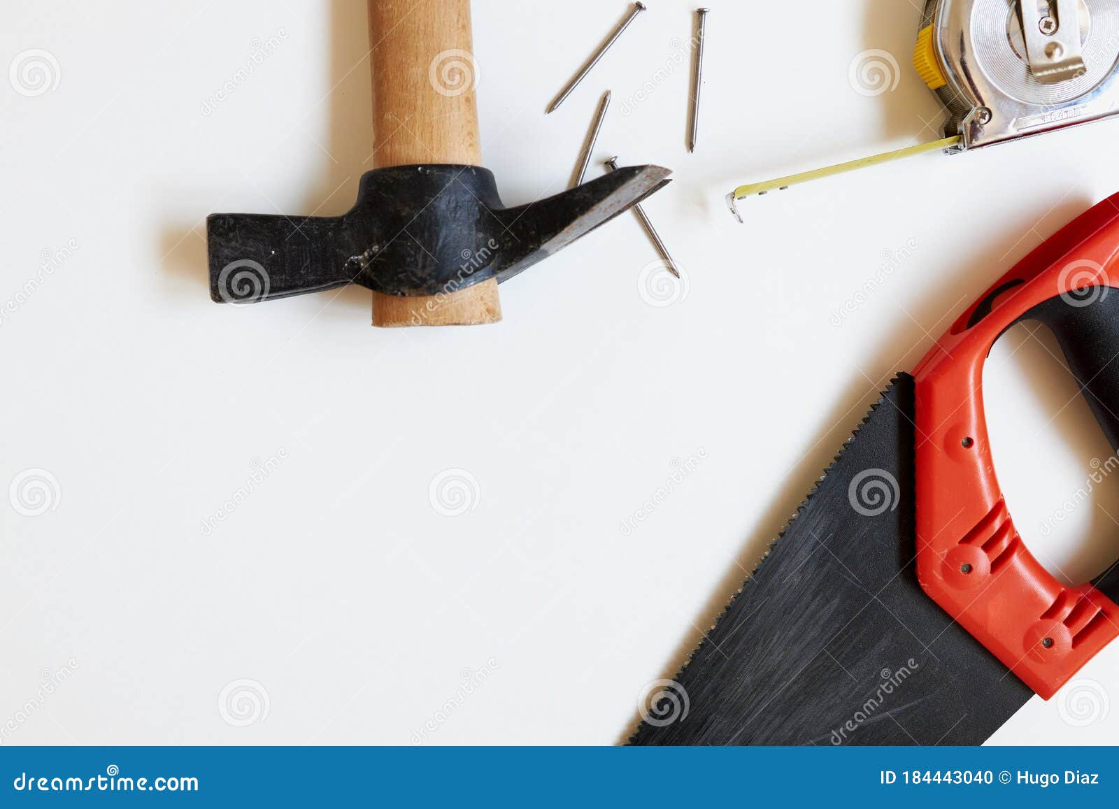Tools on White Background with Copy Space. Wood Carpentry Tools Stock ...